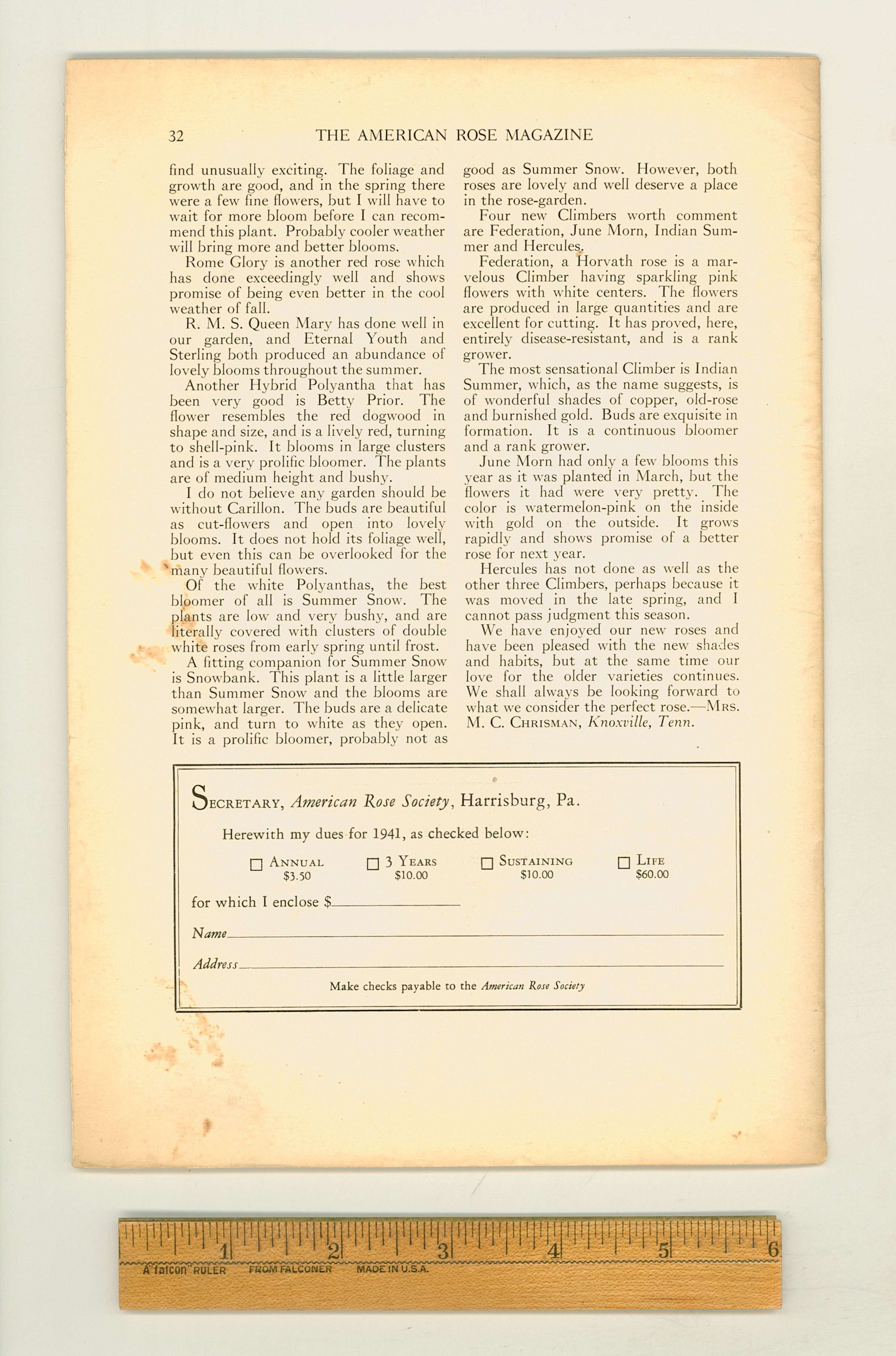 American Rose Magazine, Jan - Feb 1941, Mildew Control, Fungicides ...