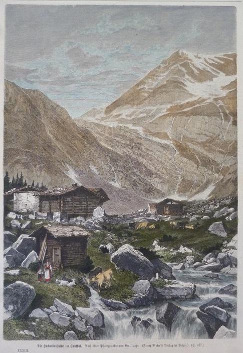 kolorierter Holzstich Die Hochwild-Spitze im Oetzthal: (1890) Nach ...