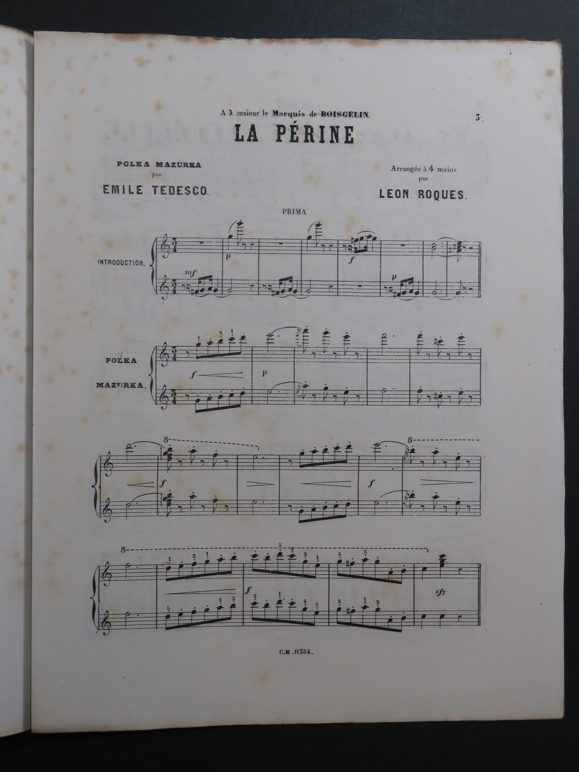 TEDESCO Émile La Périne Polka Mazurka O. Métra Piano 4 mains 1874 by ...