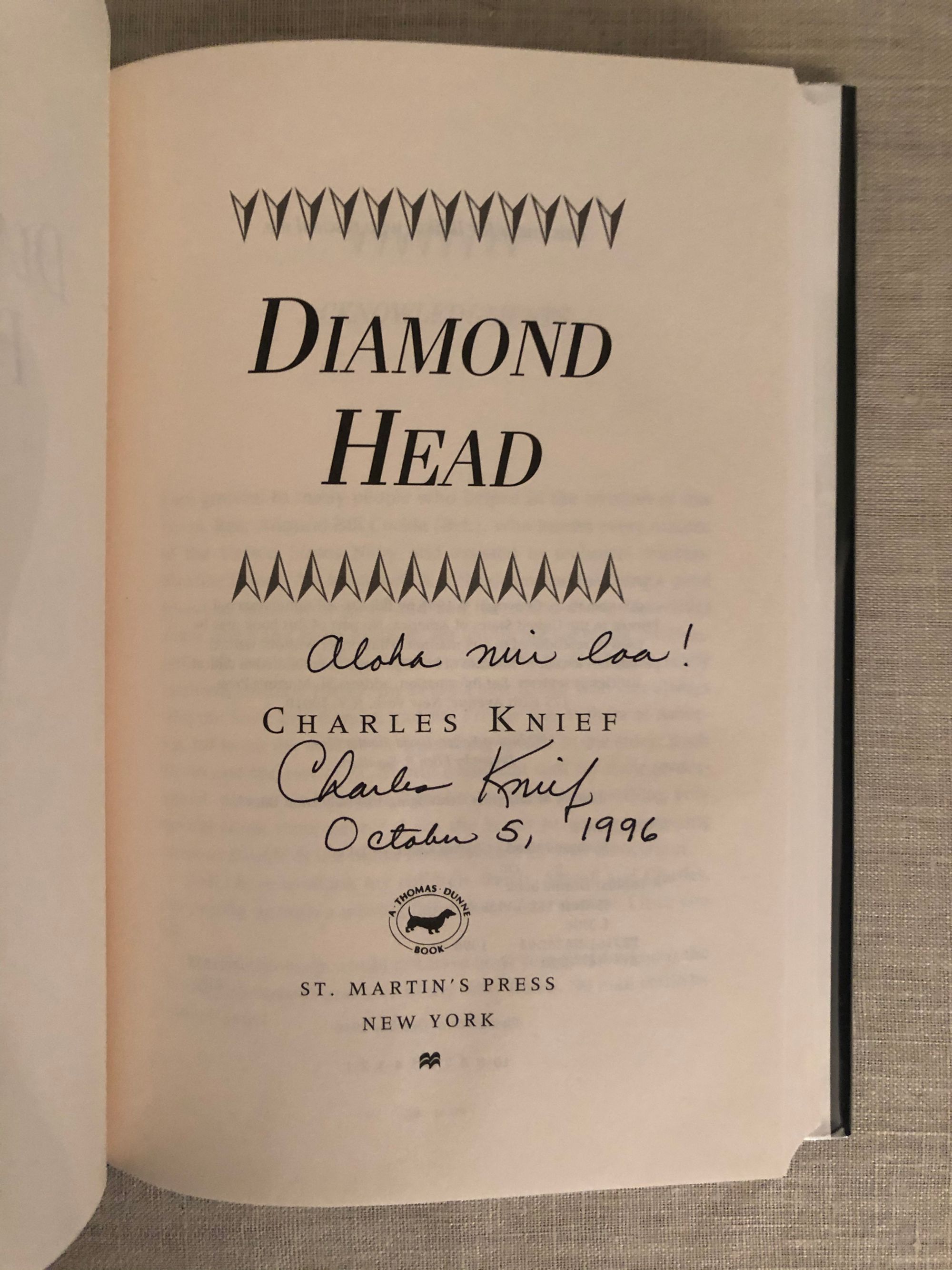 Diamond Head (a Mystery Novel) by Knief, Charles: Fine Hardcover (1986 ...