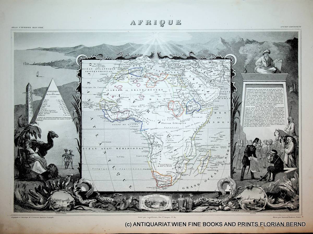 AFRICA MAP c. 1850 Afrique. Atlas Universel Illustre. (Levasseur ...