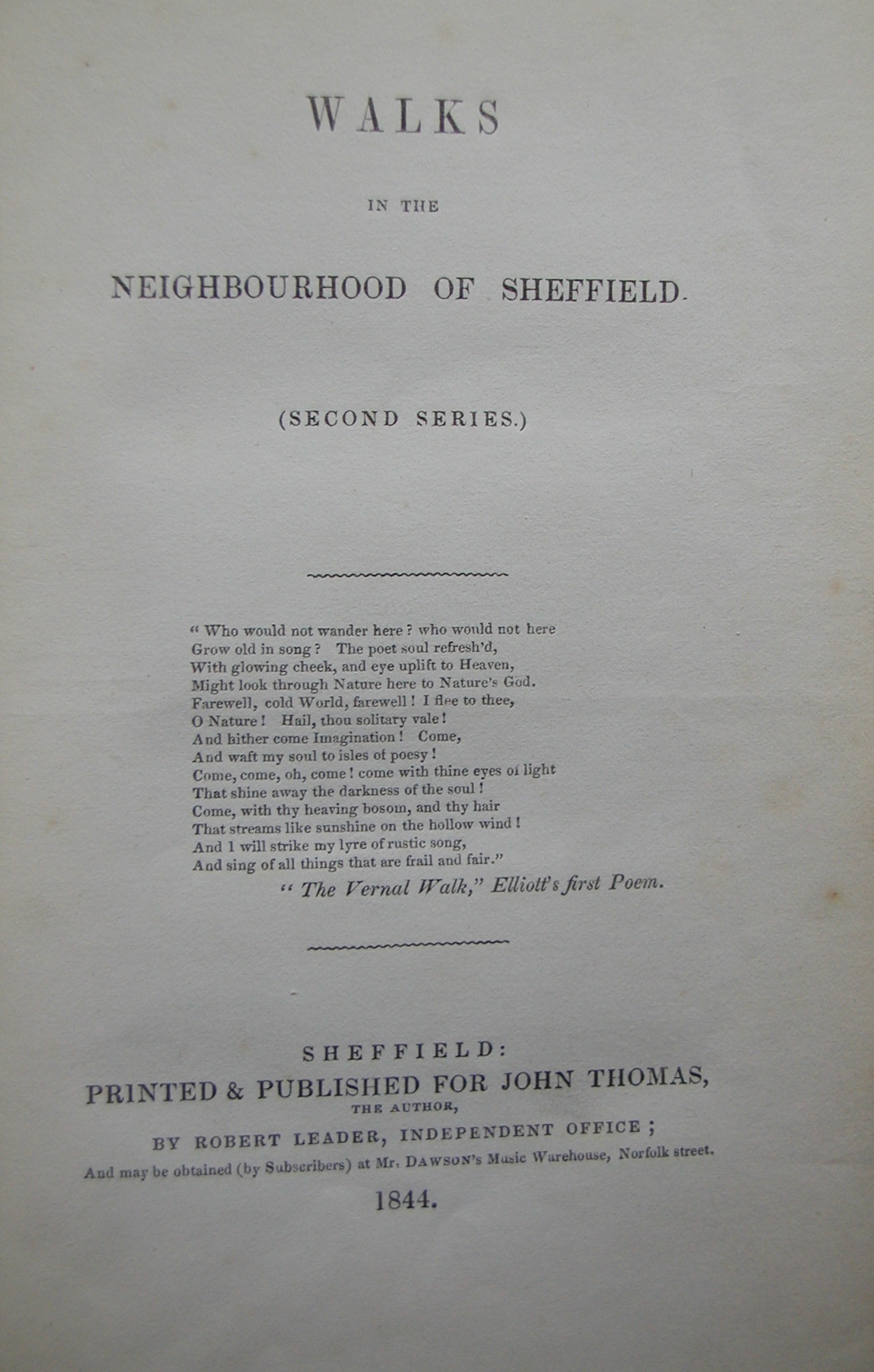 Walks in the Neighbourhood of Sheffield. (Second Series). by Thomas ...