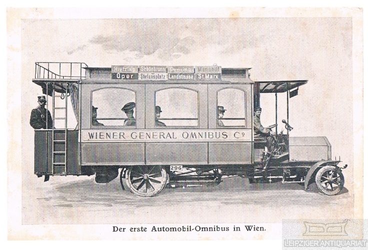 AK Der erste Automobil-Omnibus in Wien by Postkarte:: Manuscript ...