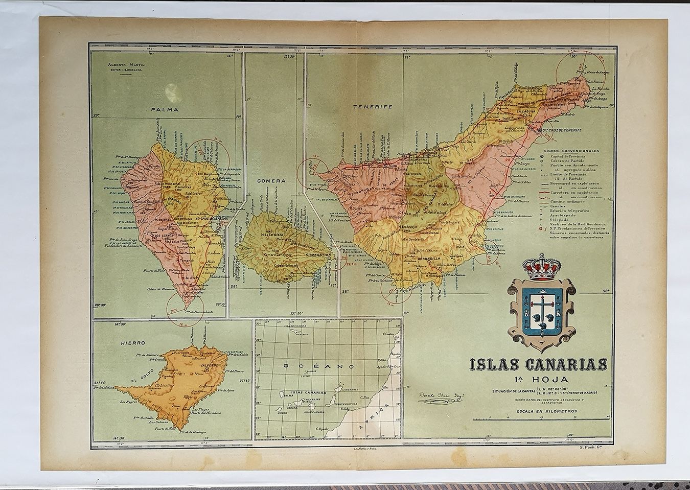 Mapa. Provincia de Islas Canarias 1ª. Instituto Geográfico y ...
