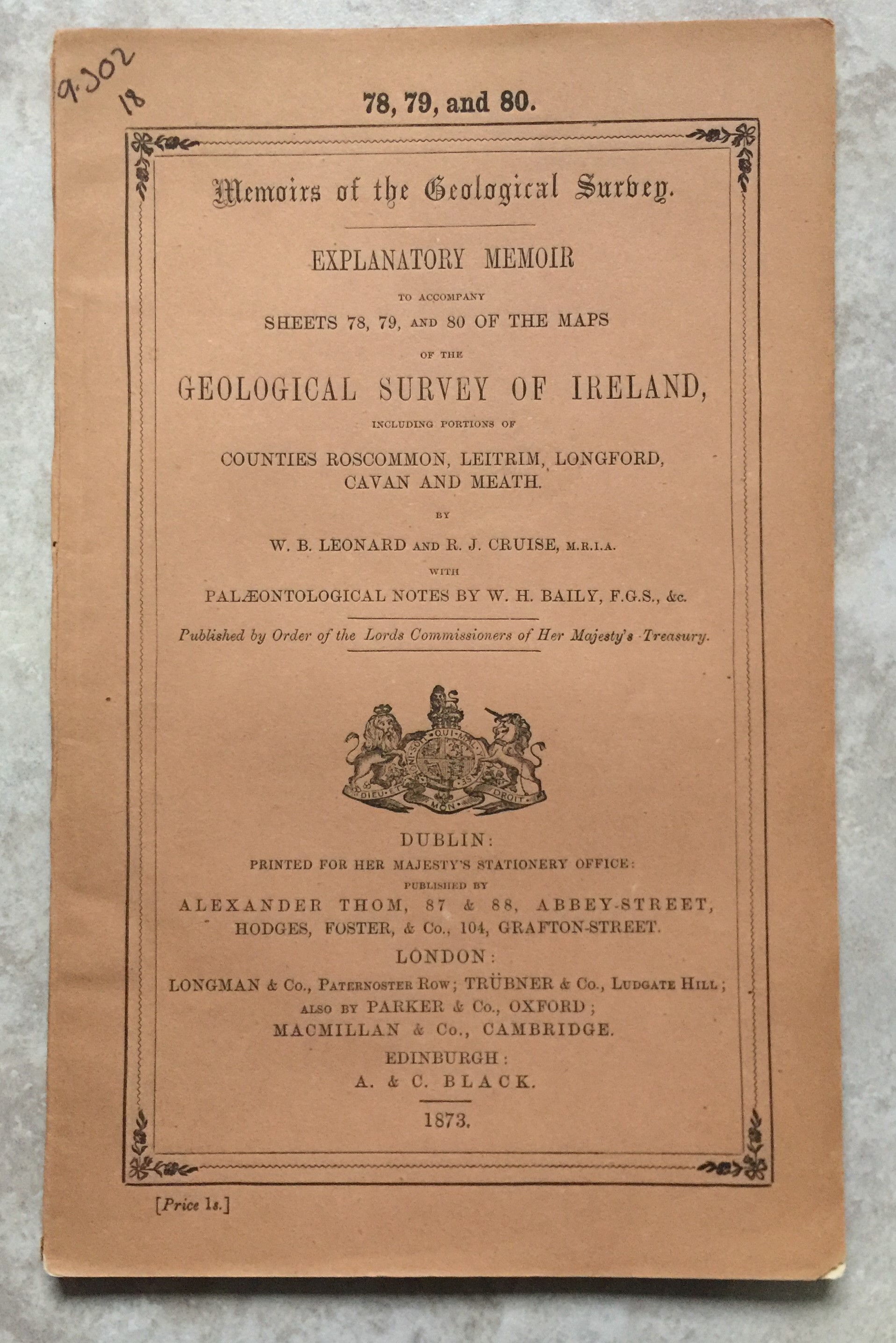 Explanatory Memoir To Accompany Sheets 78, 79 and 80 of the Maps of the ...
