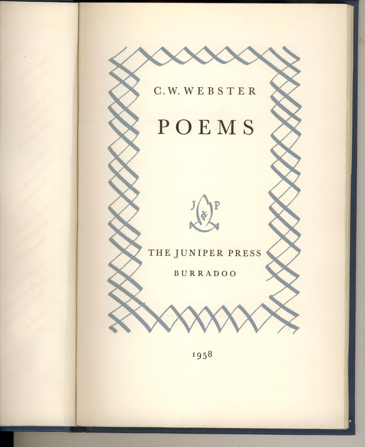 Poems [Signed Limited Edition] by Webster, C. W.: Fine Hardcover (1958 ...