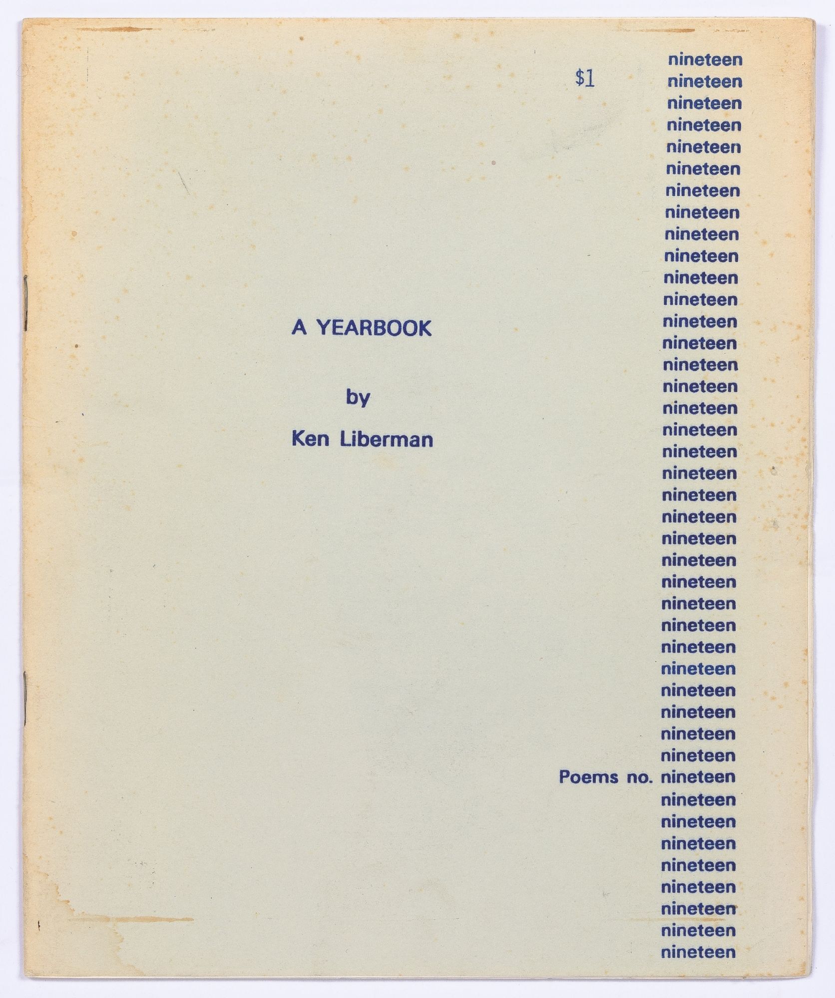 A Yearbook by LIBERMAN, Ken: Near Fine Softcover (1985) | Between the ...