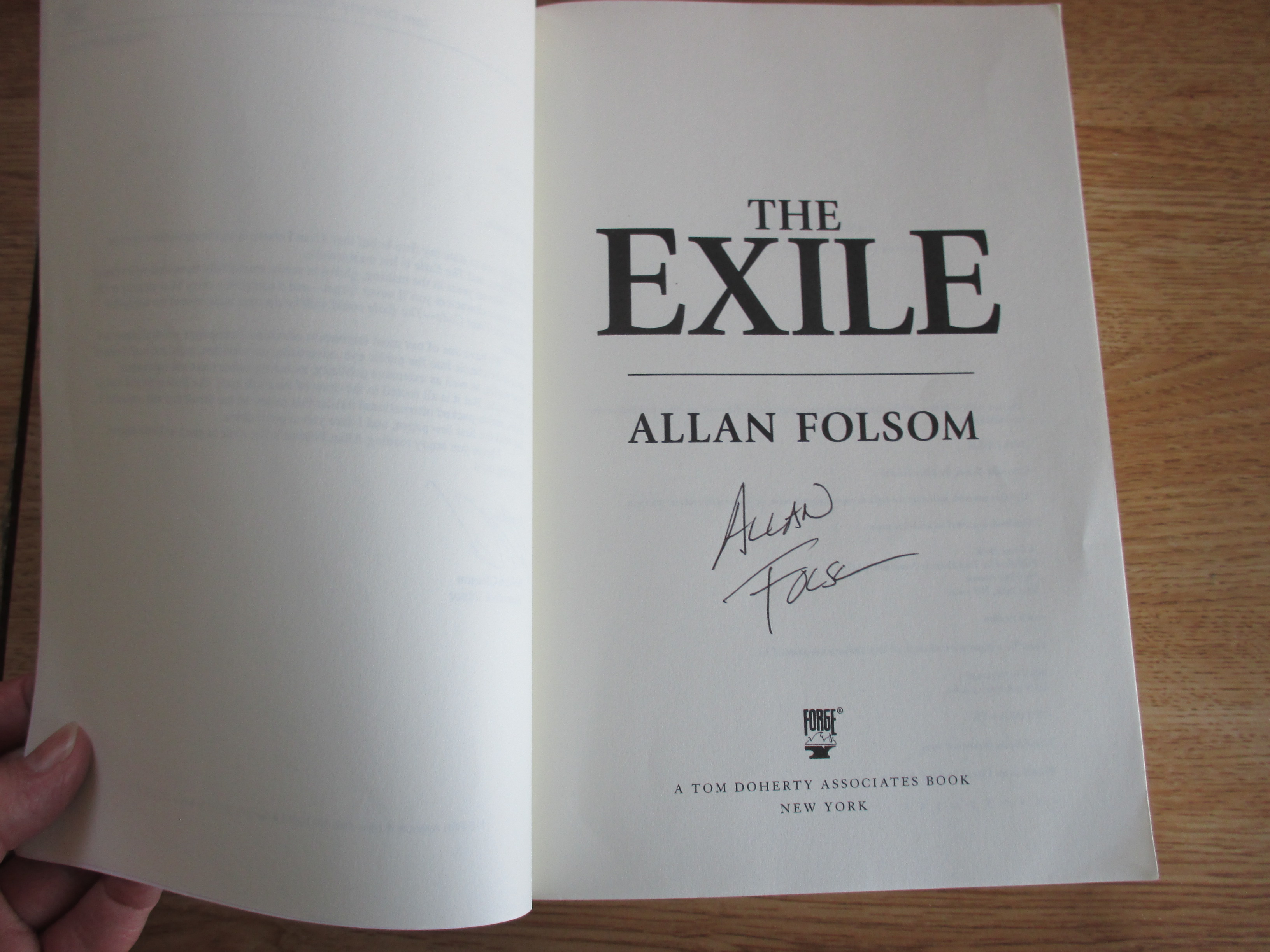 The Exile by Folsom, Allan: Fine Soft cover (2004) 1st Edition, Signed ...