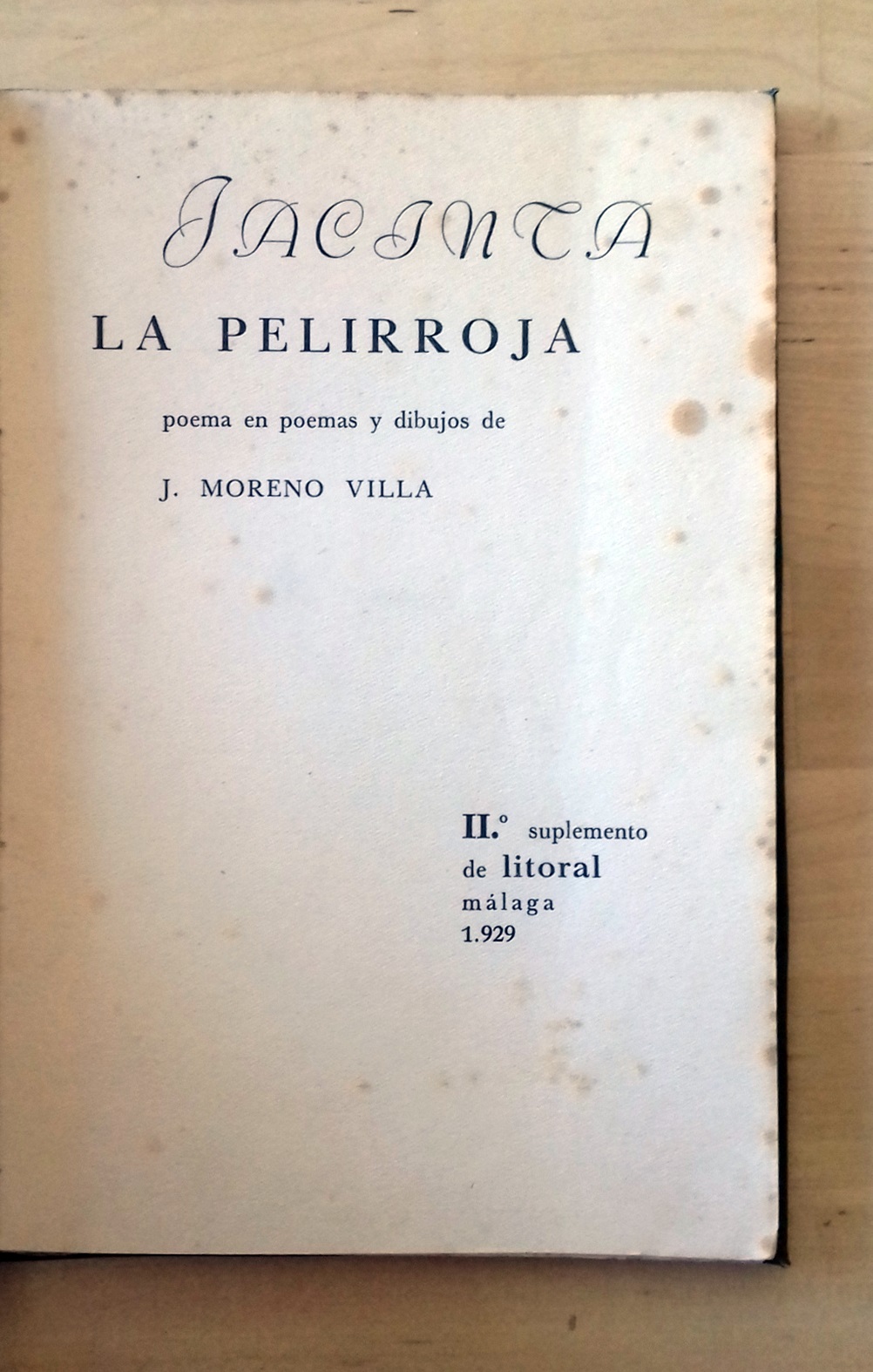 JACINTA LA PELIRROJA, POEMA EN POEMAS Y DIBUJOS by Jose Moreno Villa ...