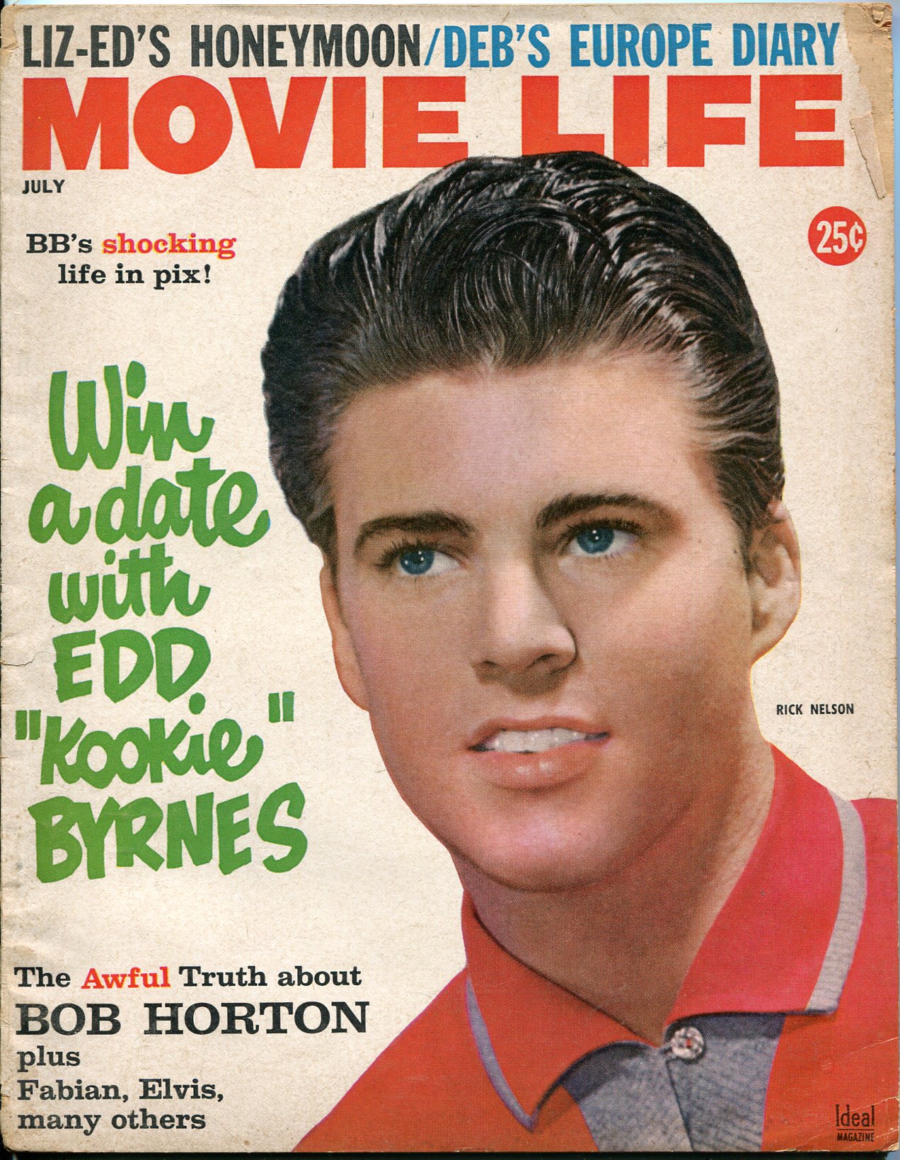 Movie Life Magazine July 1959- Rick Nelson- Liz Taylor- Elvis- Debbie ...