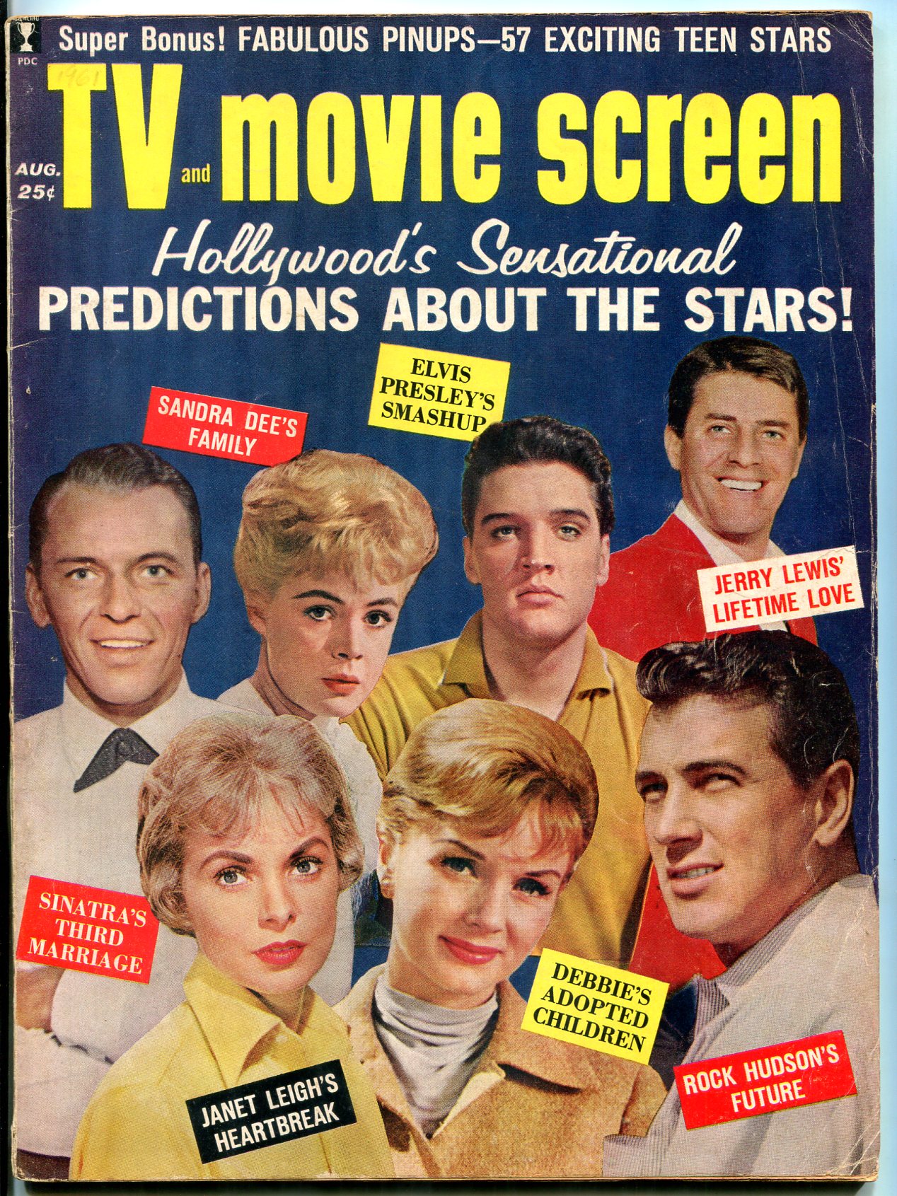 TV and Movie Screen Magazine August 1961- Elvis- Sinatra- Rock Hudson ...