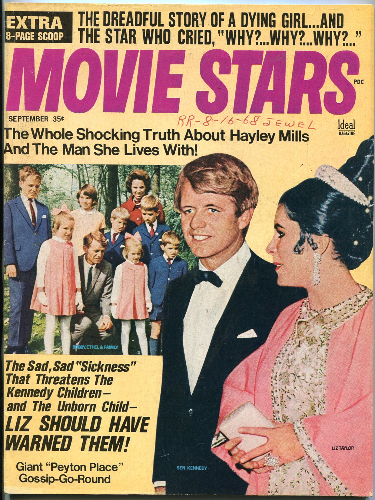Movie Stars Magazine September 1968- Liz Taylor- Robert Kennedy- Ronald ...