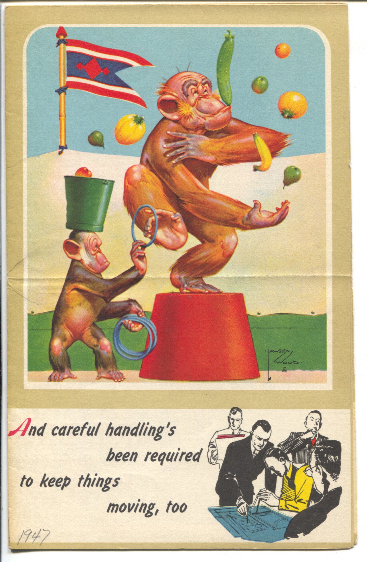 Lawson Wood-Monkeys-Salesman Sample Calendar Art 1947-folds out-FN ...