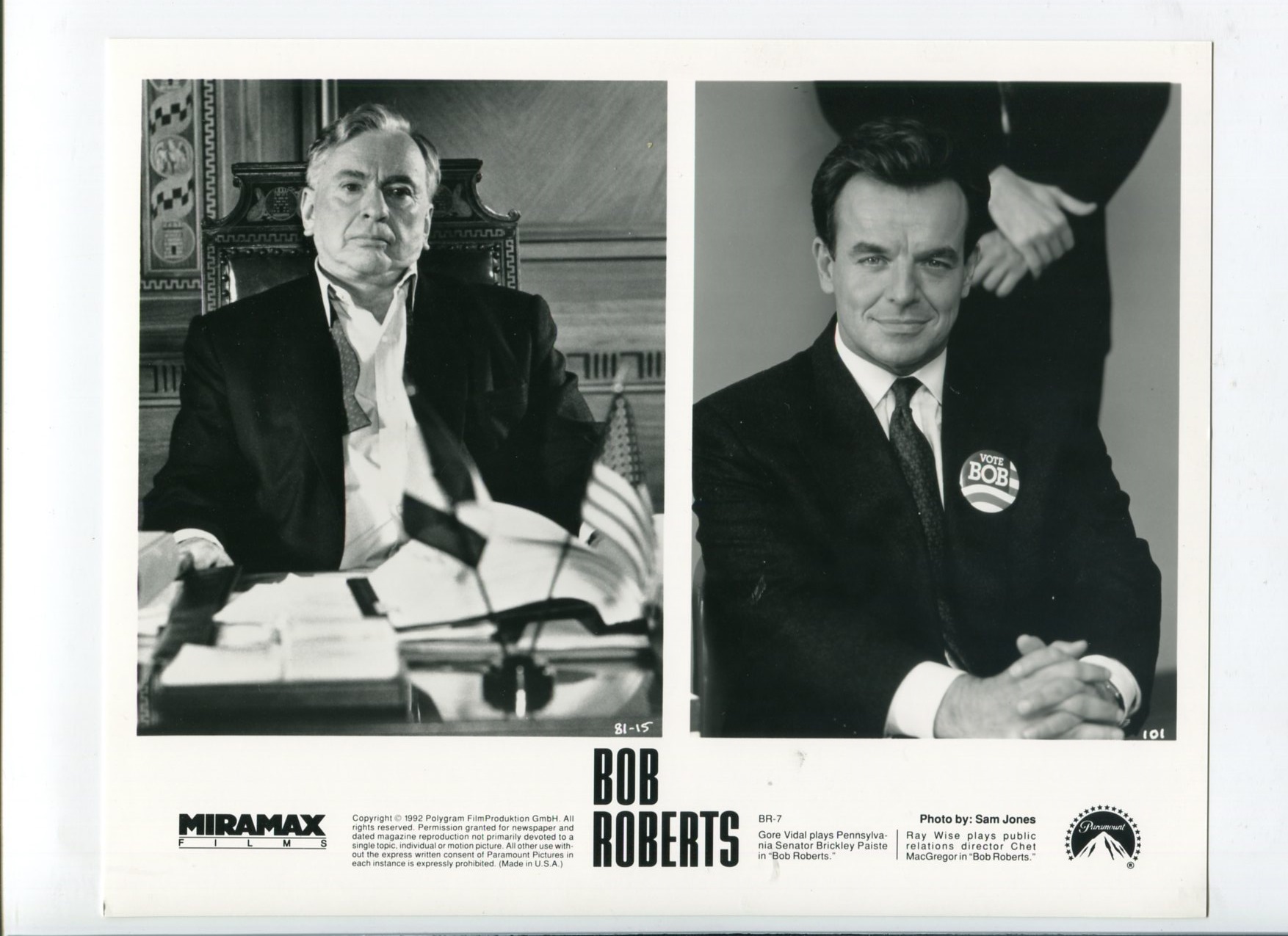 Bob Roberts-Gore Vidal and Ray Wise-8x10-B&W-Still: Photograph | DTA ...