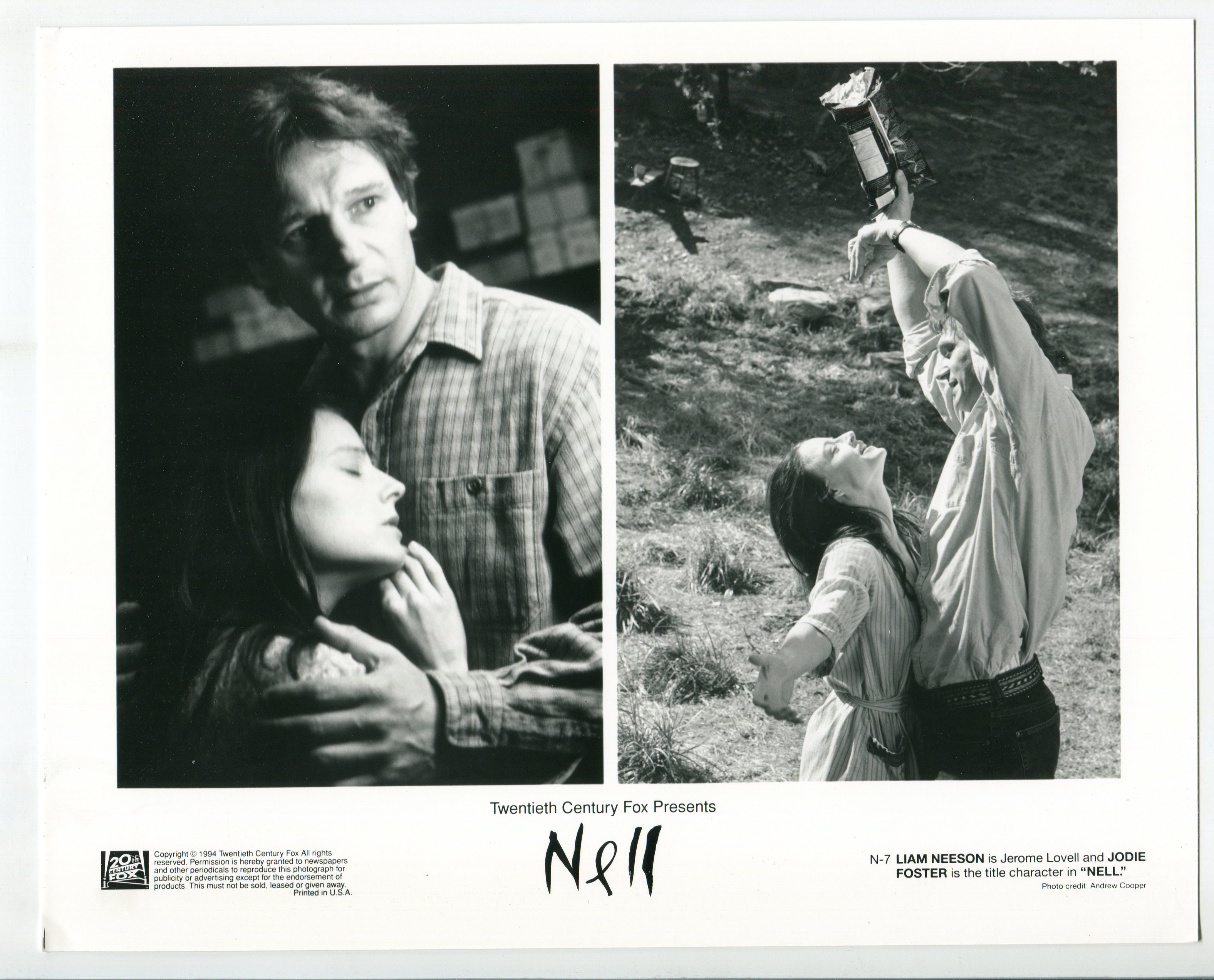 Nell-Liam Neeson-Jodie Foster-8x10-B&W-Still-Drama-NM: Comic | DTA ...
