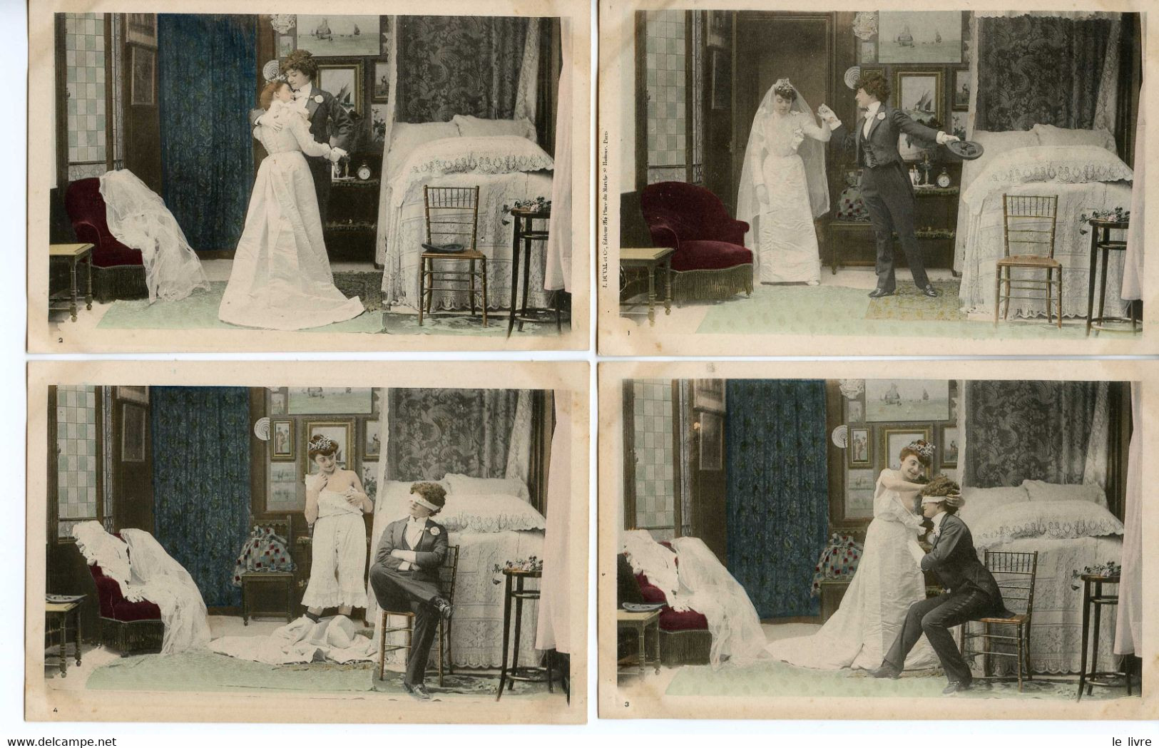 SERIE DE 10 CPA COLORISEES COUPLE JEUNES MARIES NUIT DE NOCES von Non ...