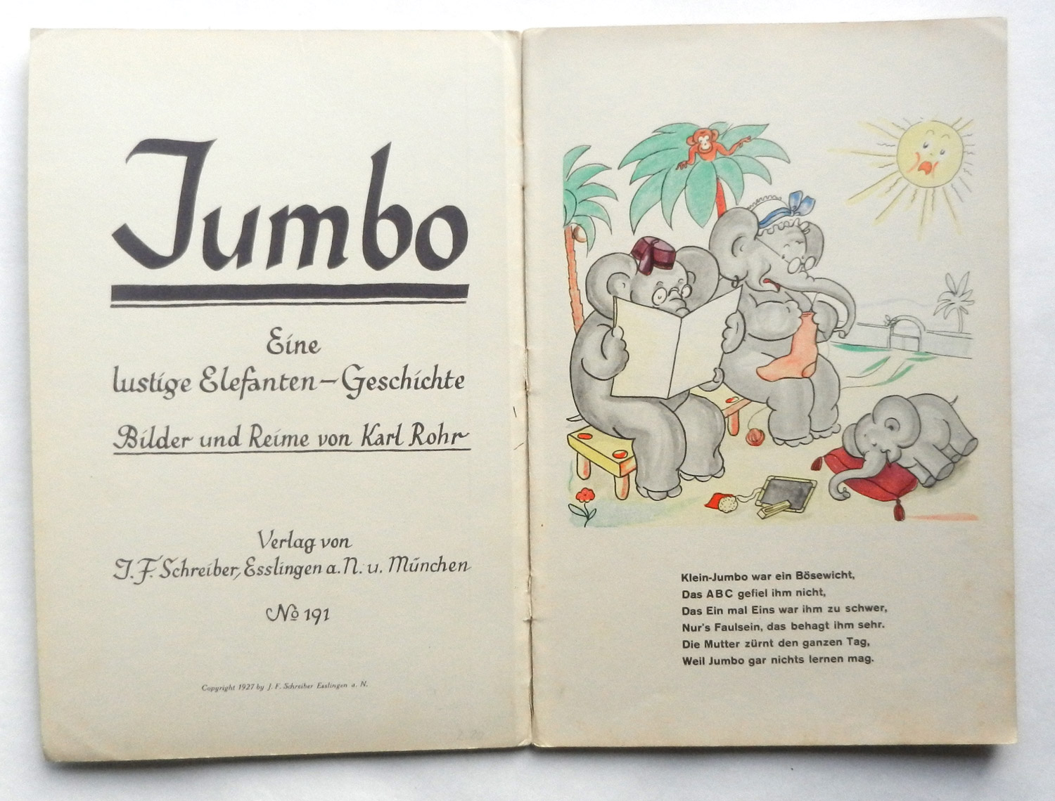 Jumbo. Eine lustige Elefanten-Geschichte. Bilder und Reime von Karl ...