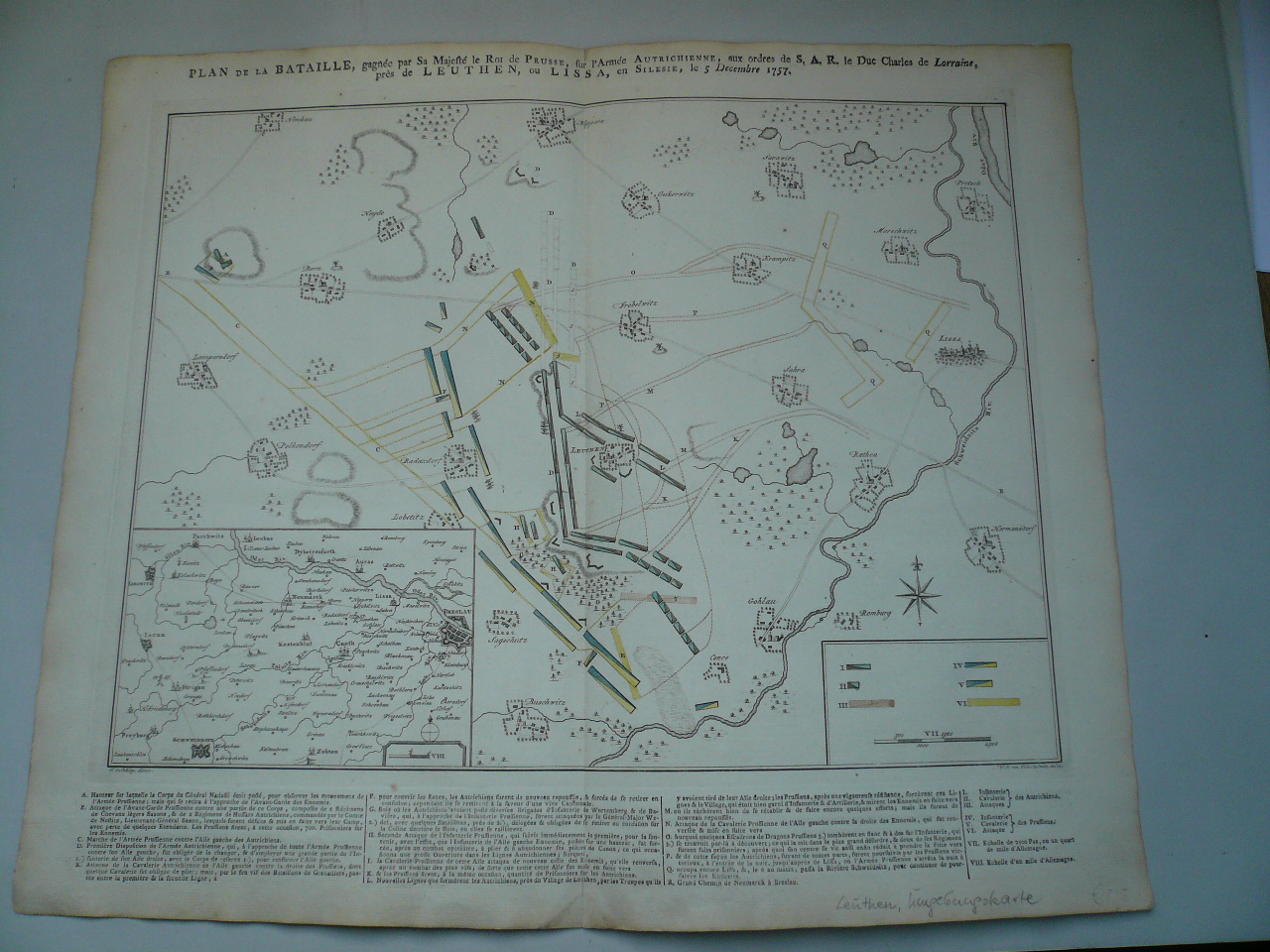 Leuthen, 1757 PLAN DE LA BATAILLE, / gagnée par sa Majesté le ROI de ...