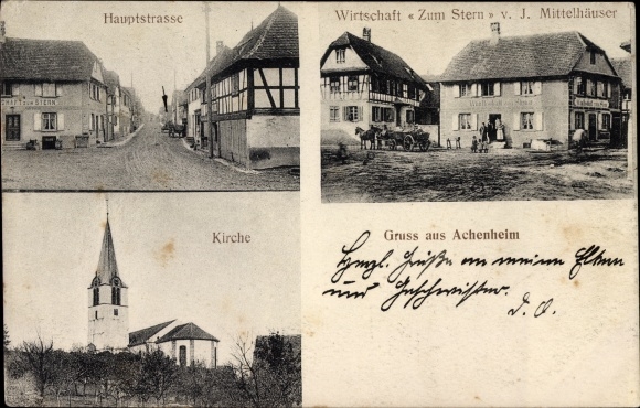 Ansichtskarte / Postkarte Achenheim Elsass Haut Rhin, Hauptstraße ...