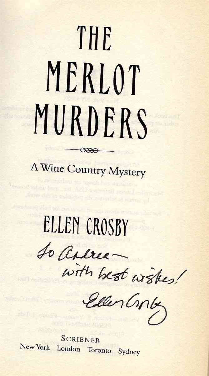 THE MERLOT MURDERS A Wine Country Mystery by Crosby, Ellen: Hardcover ...