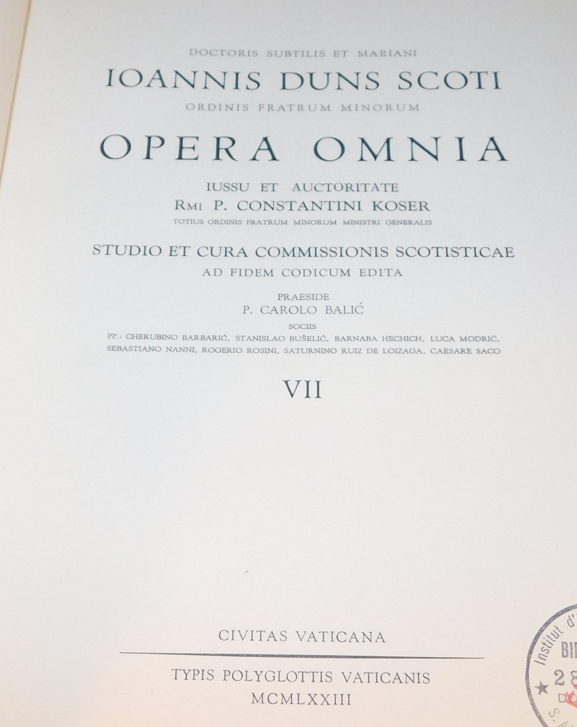 DOCTORIS SUBTILIS ET MARIANI IOANNIS DUNS SCOTI ORDINIS FRATUM MINORUM ...