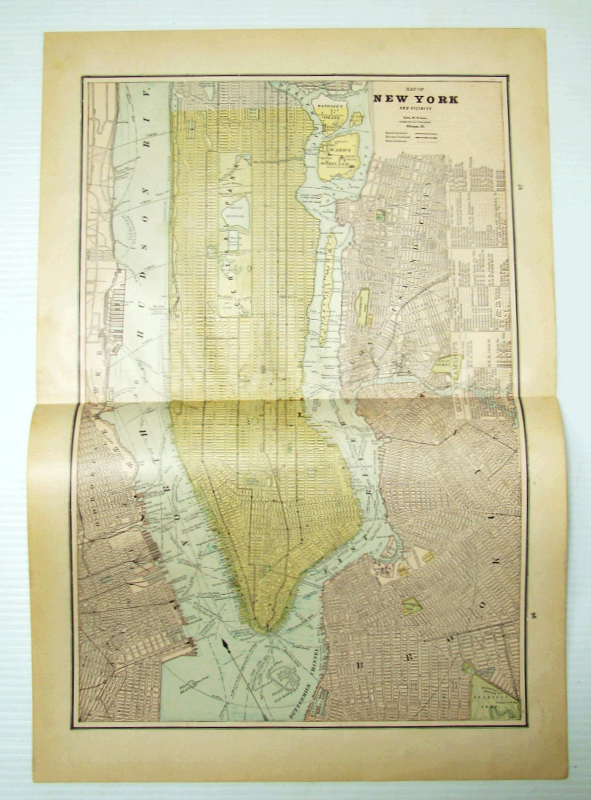 1889 Color Map of New York City (Manhattan) and Vicinity von Cram, Geo ...