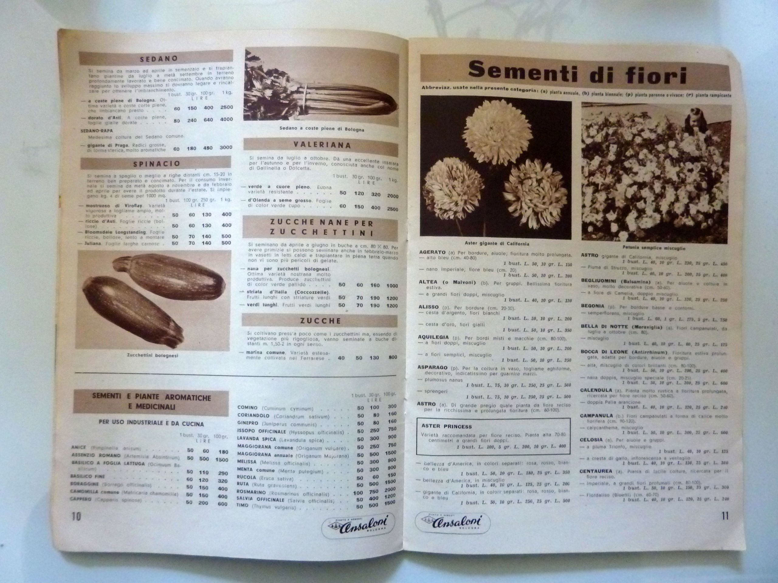 PIANTE E SEMENTI ANSALONI BOLOGNA - CATALOGO GENERALE SEMENTI PRIMAVERA ...
