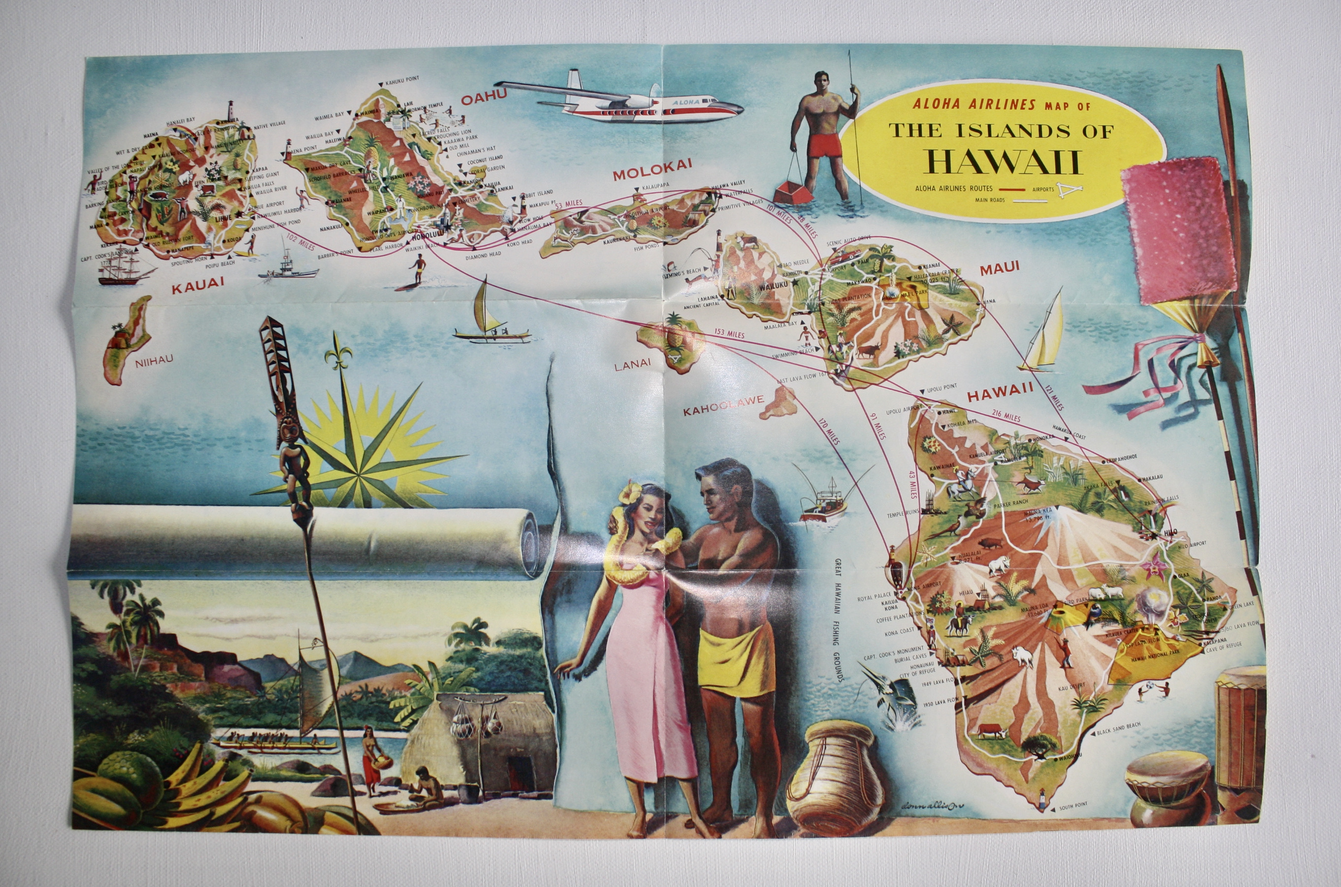 Aloha Airlines Map of the Islands of Hawaii / In Hawaii vacation with ...