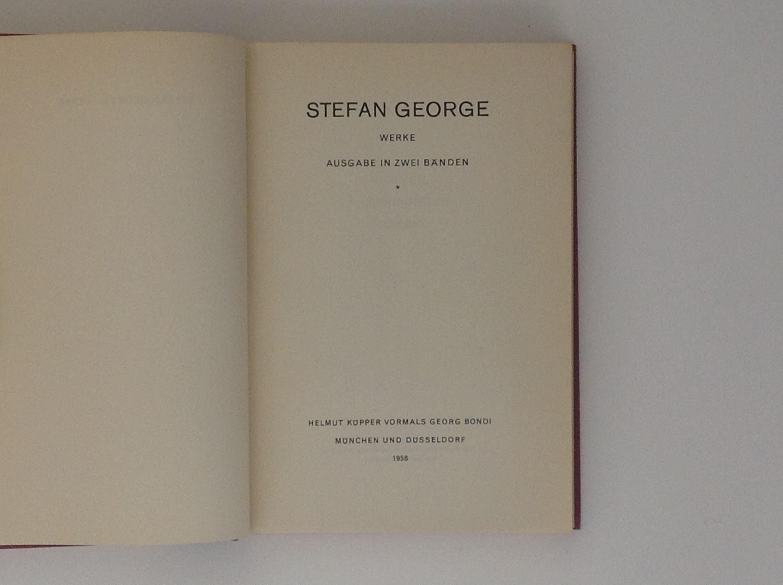 Stefan George - Werke - V I & II - with Dustjacket by STEFAN GEORGE ...