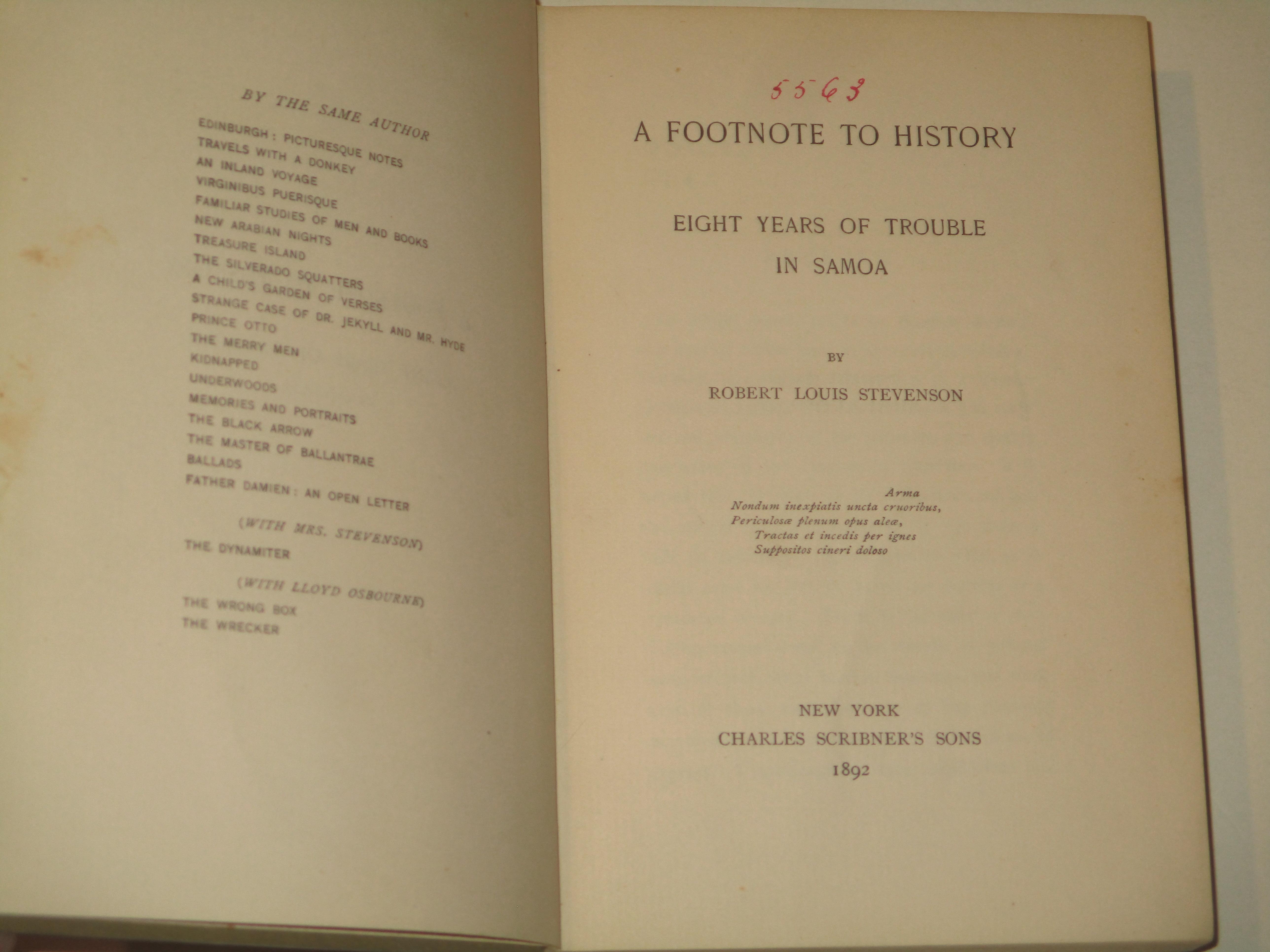 A Footnote To History: Eight Years Of Trouble In Samoa by Robert Louis ...