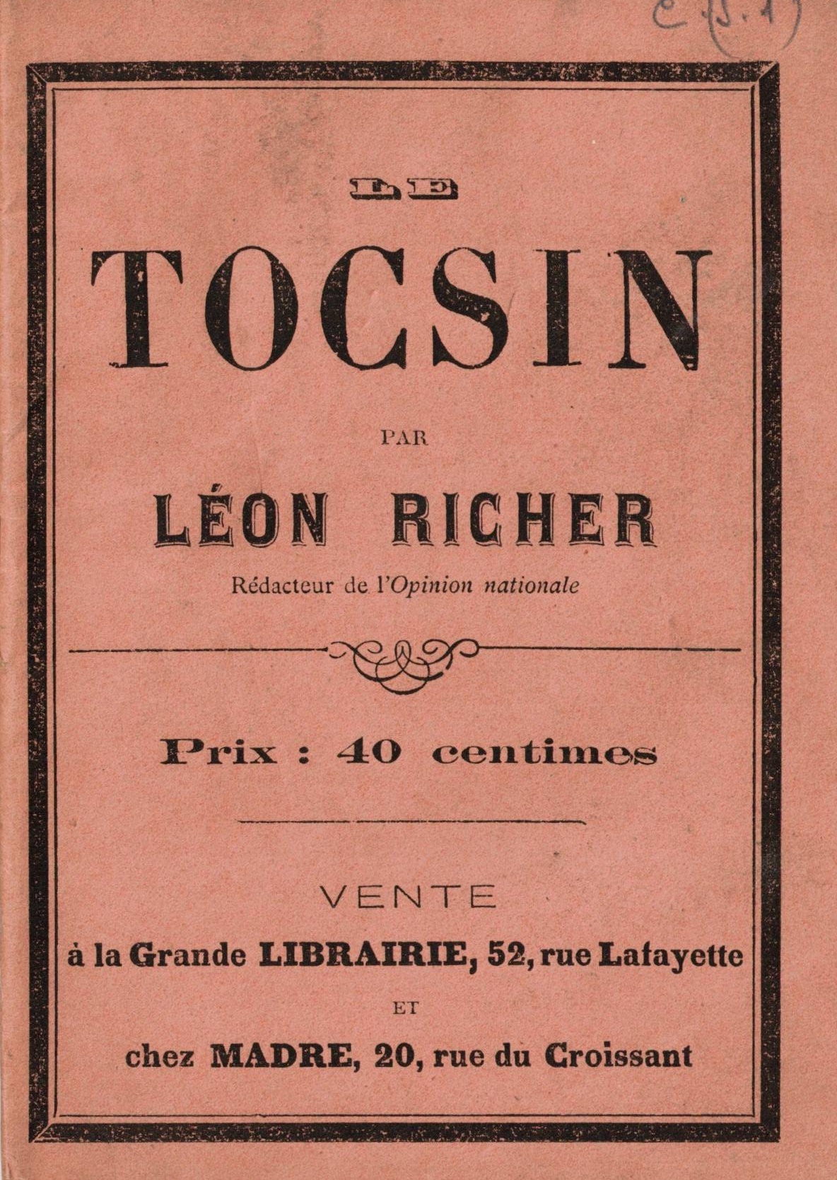 Le Tocsin RICHER Léon Second Empire | Barnebys