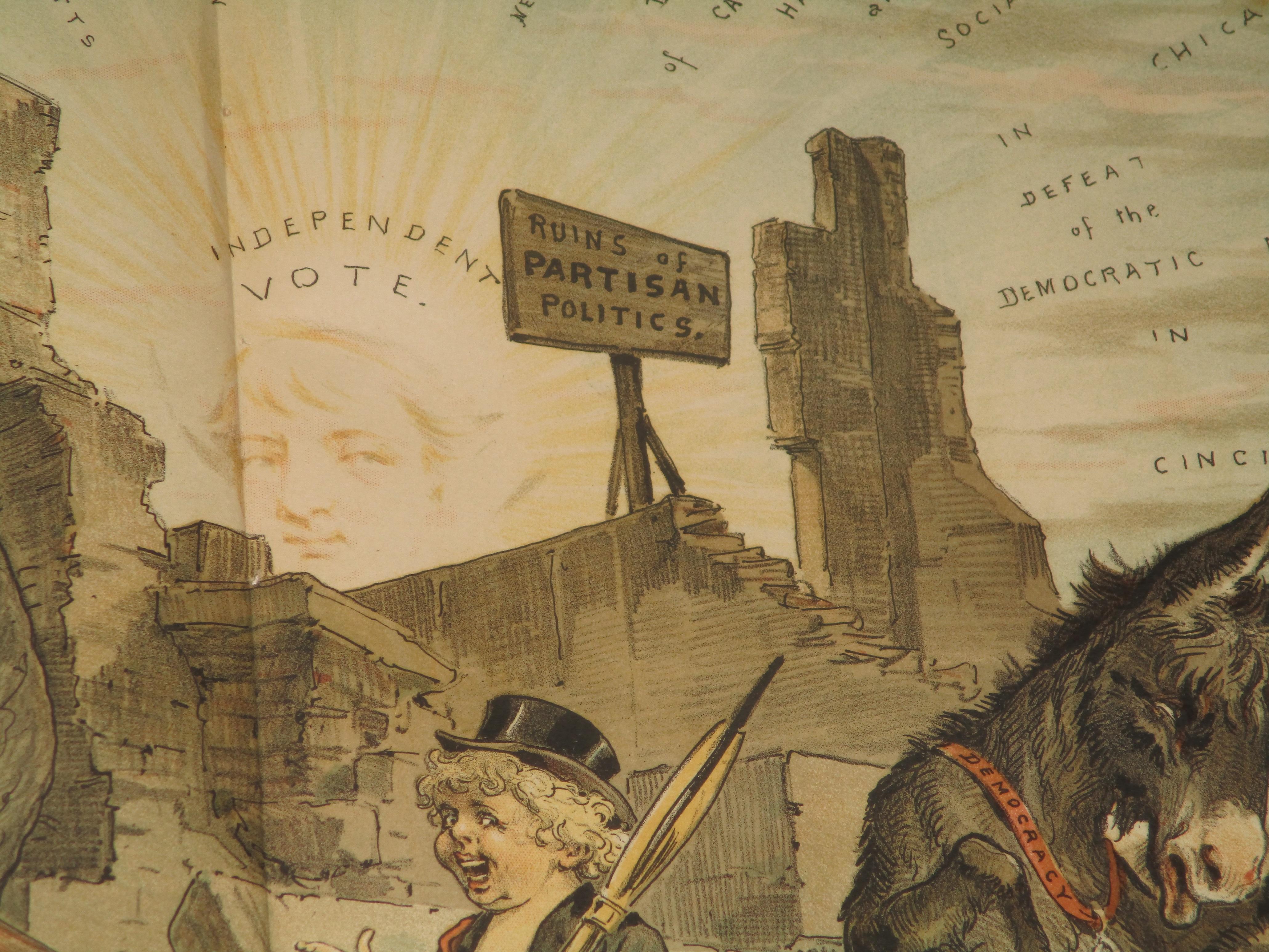 1887 Puck Lithograph of "The Dawn of a Better Day" - Ruins of Partisan ...