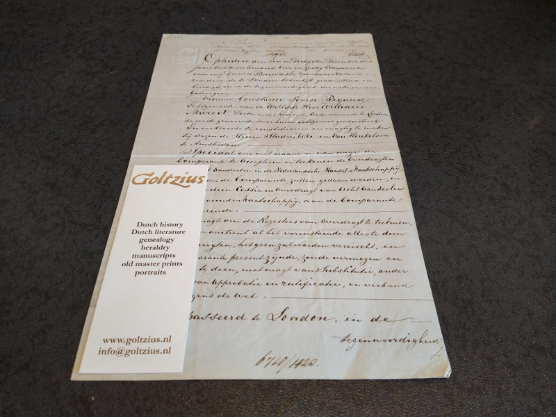 Official handwritten document stating a business transaction ...
