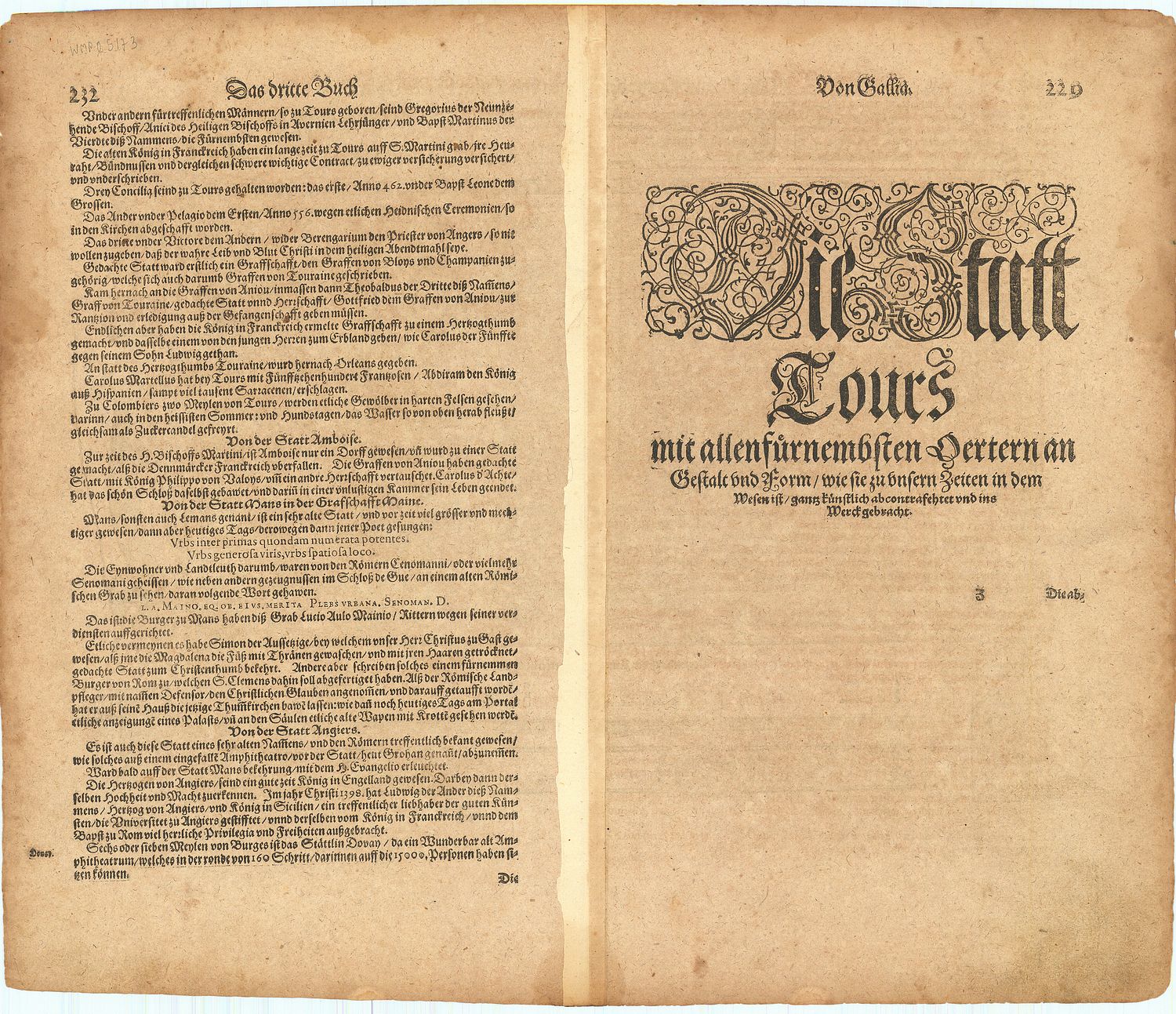 Tours. / Die abcontrafactur der schönen und Edlen Statt Tours. von ...