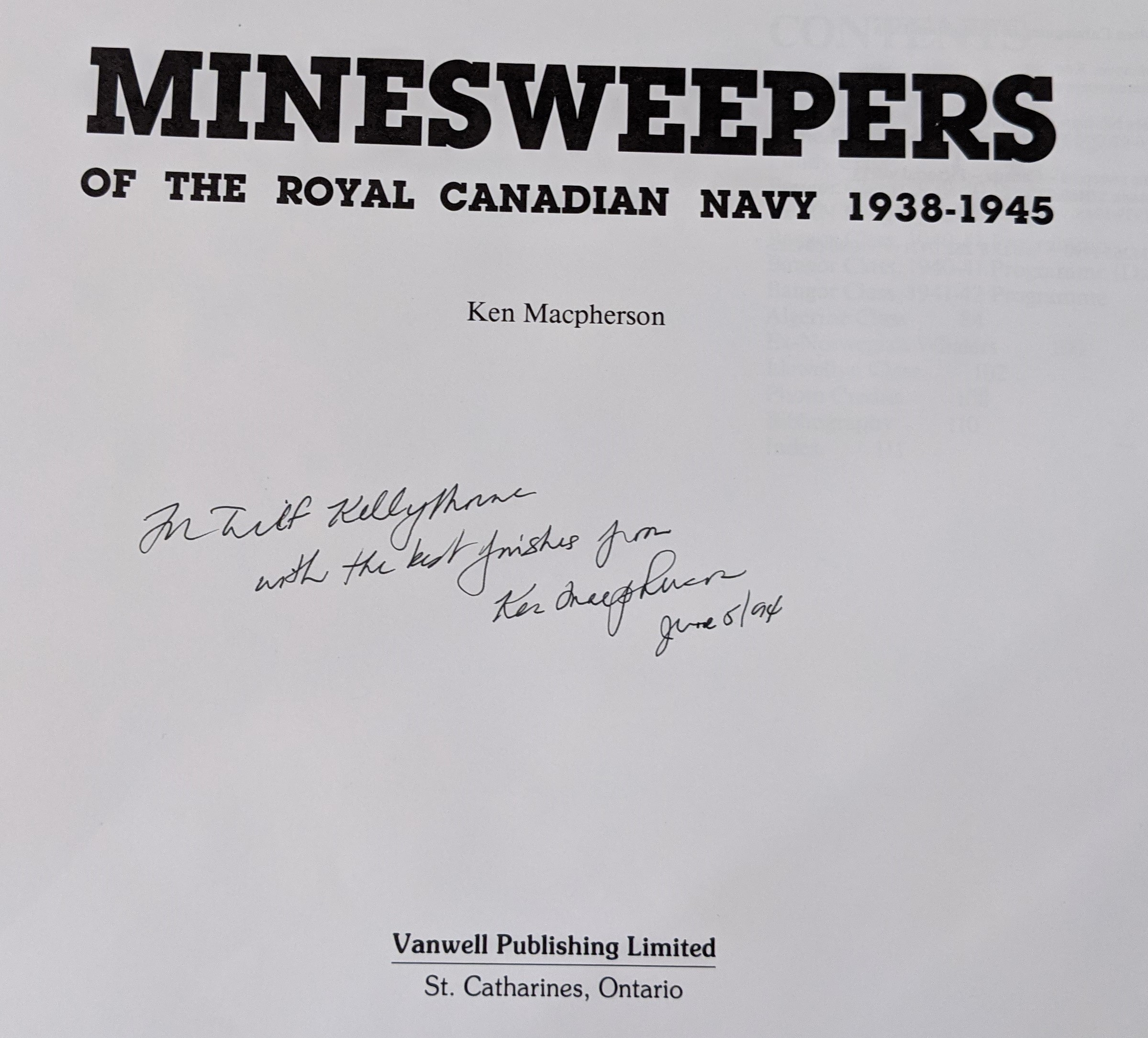 Minesweepers of the Royal Canadian Navy, 1938-1945 by Ken MacPherson ...