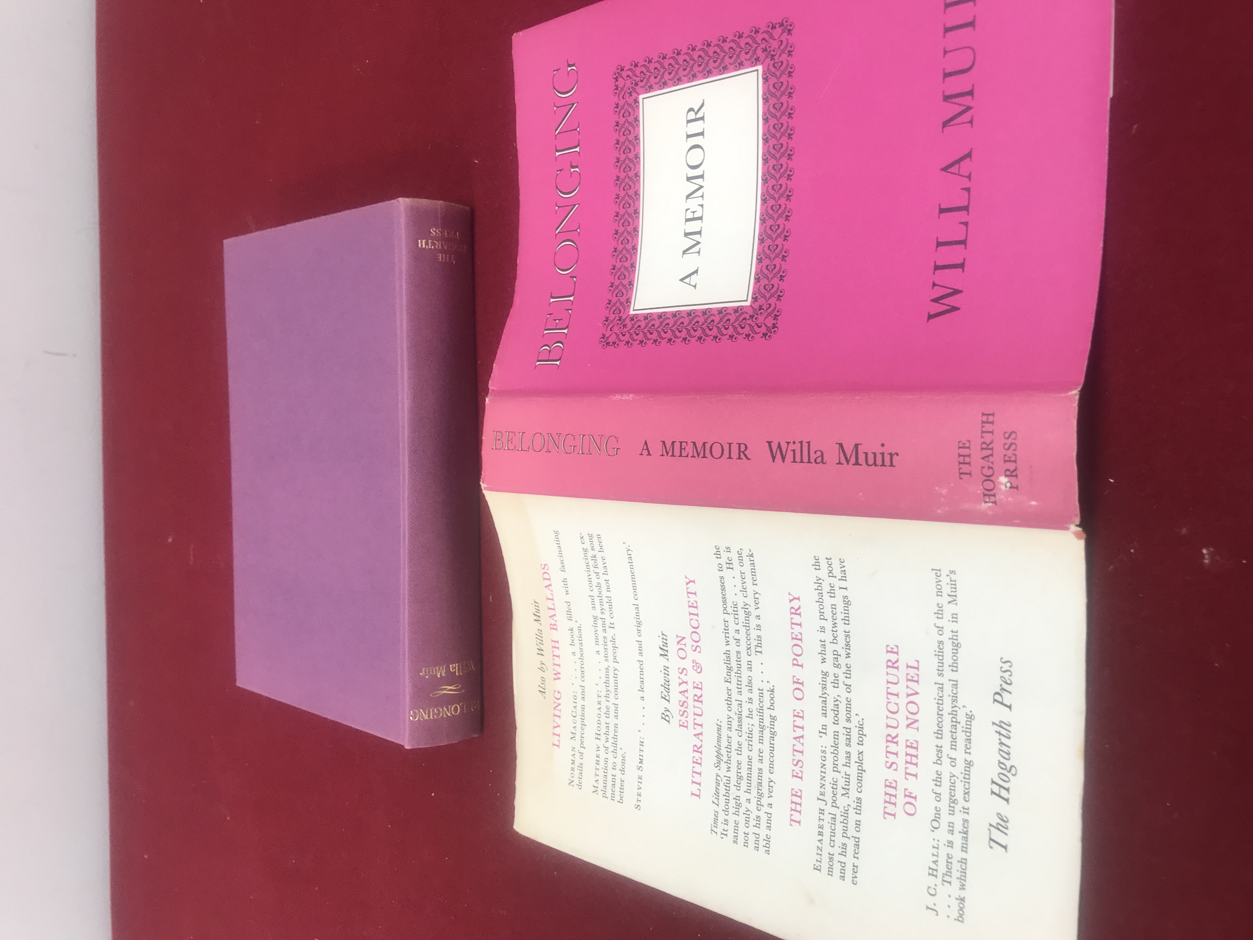 Belonging A Memoir by Willa Muir: Very Good Hardcover (1968) First ...