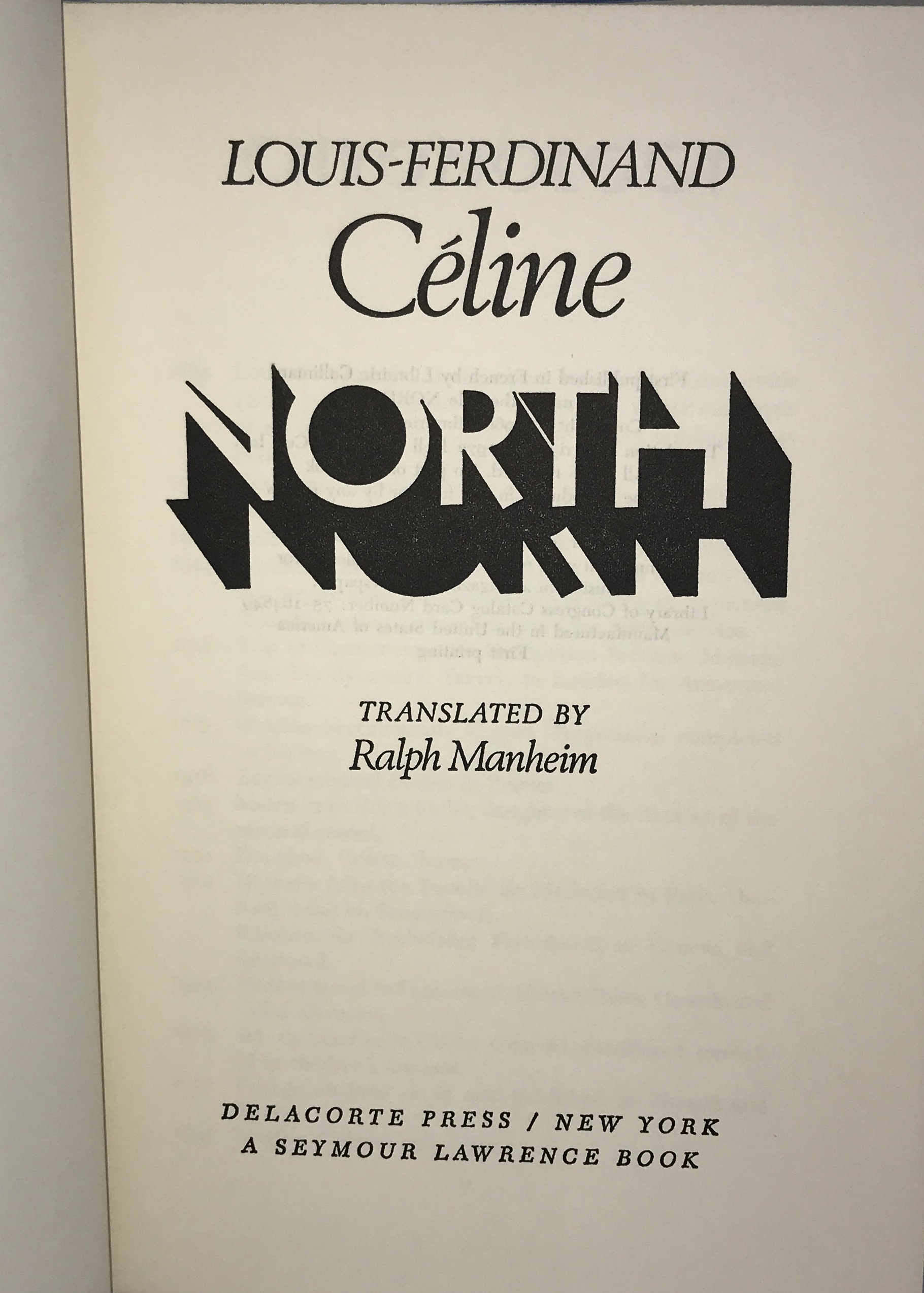 North (First American Edition) by Louis-Ferdinand Céline (author ...