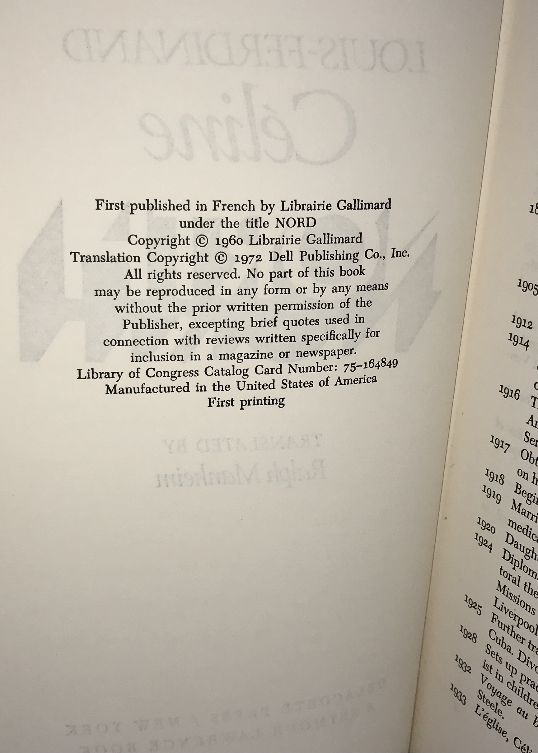 North (First American Edition) by Louis-Ferdinand Céline (author ...