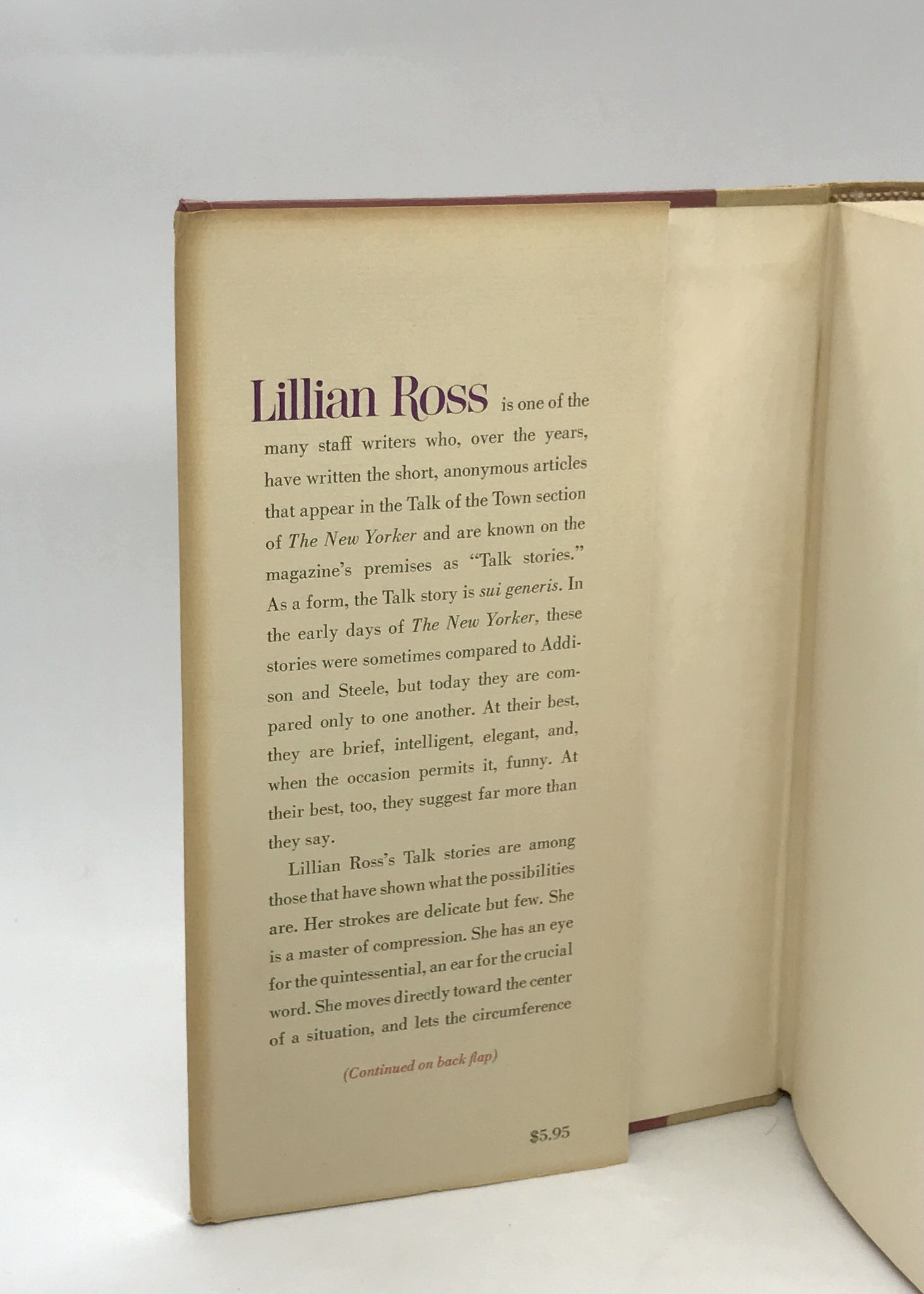 Talk Stories (First Edition) by Lillian Ross: Fine Hardcover (1966) 1st ...