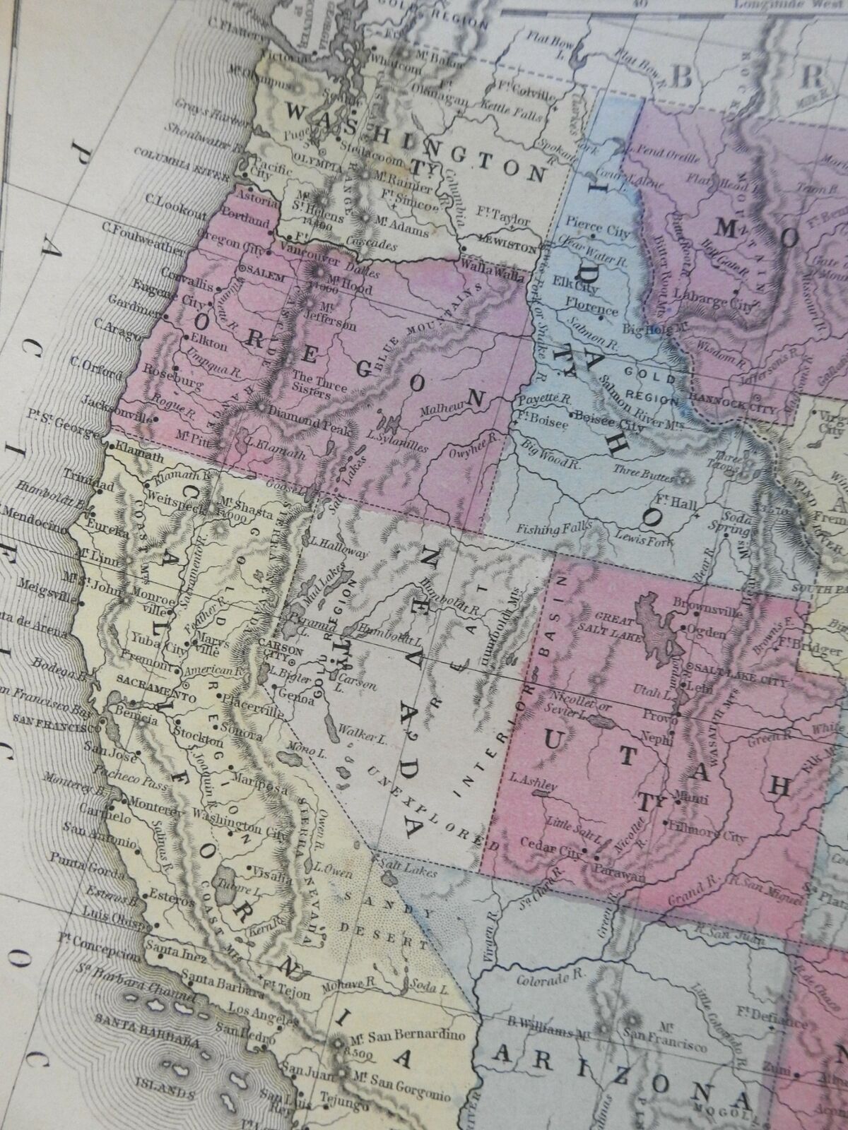 United States Western Territories New England Midwest 1864 Young ...