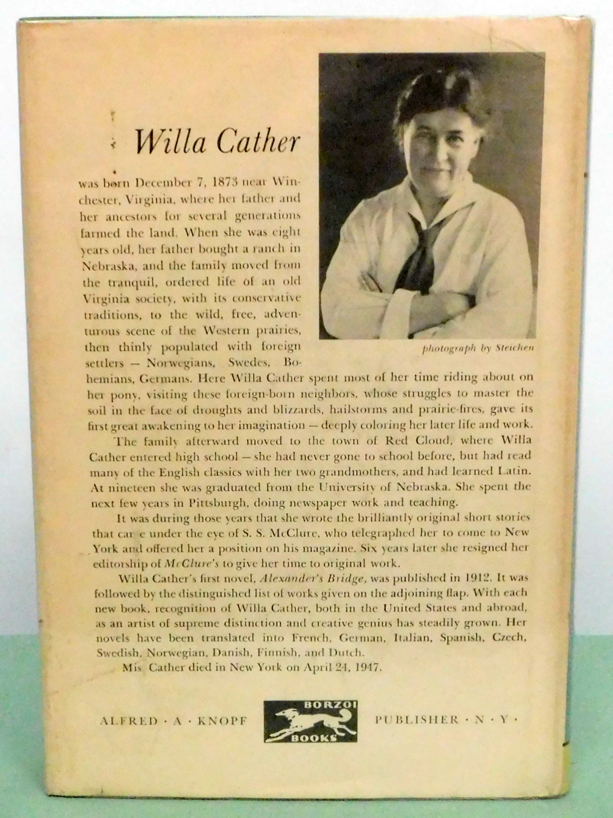 Willa Cather: A Critical Biography by E.K. Brown; Leon Edel: Near Fine ...