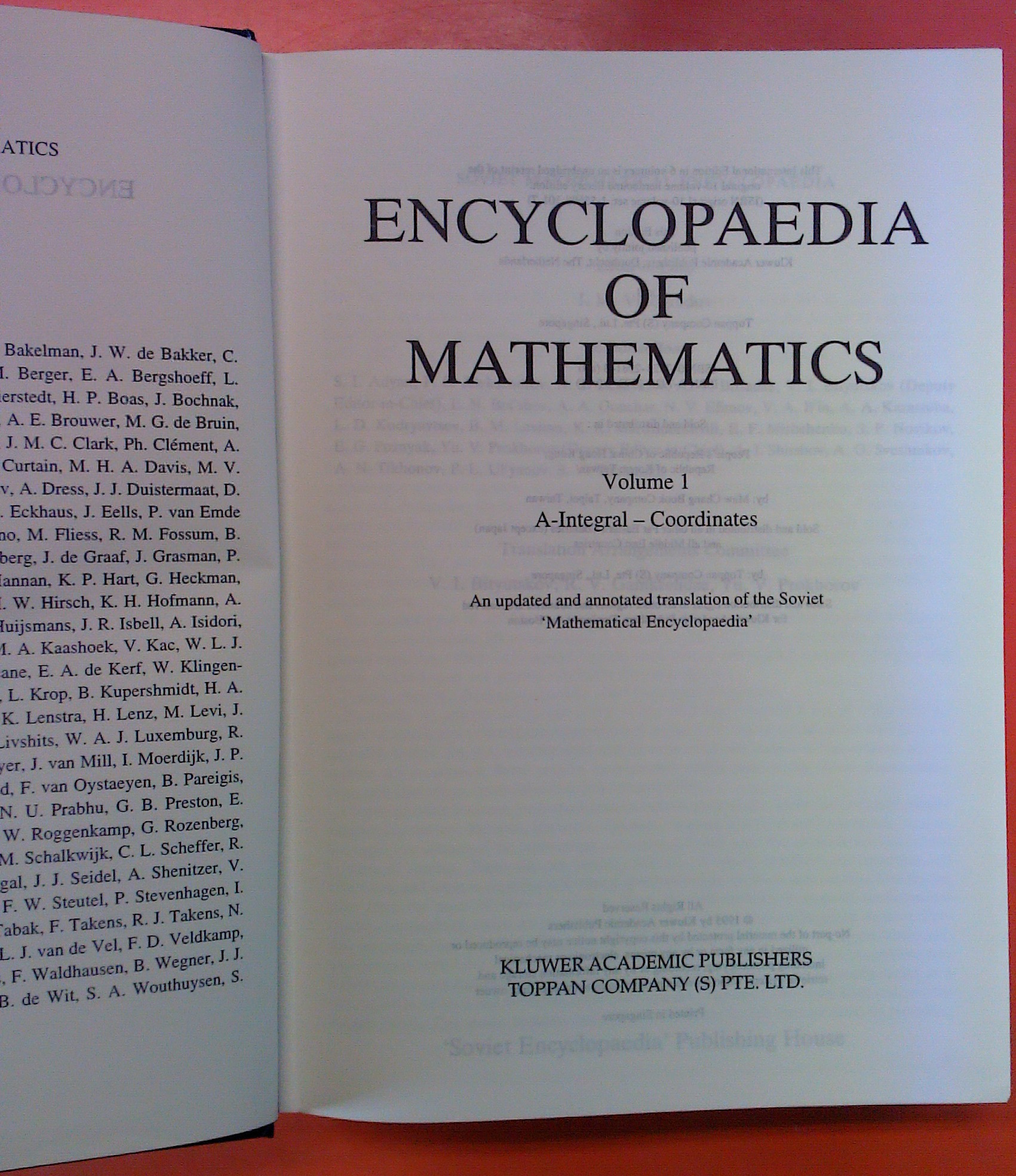Encyclopaedia of Mathematics Volume 1 A-Coo von M. Hazewinkel: very ...