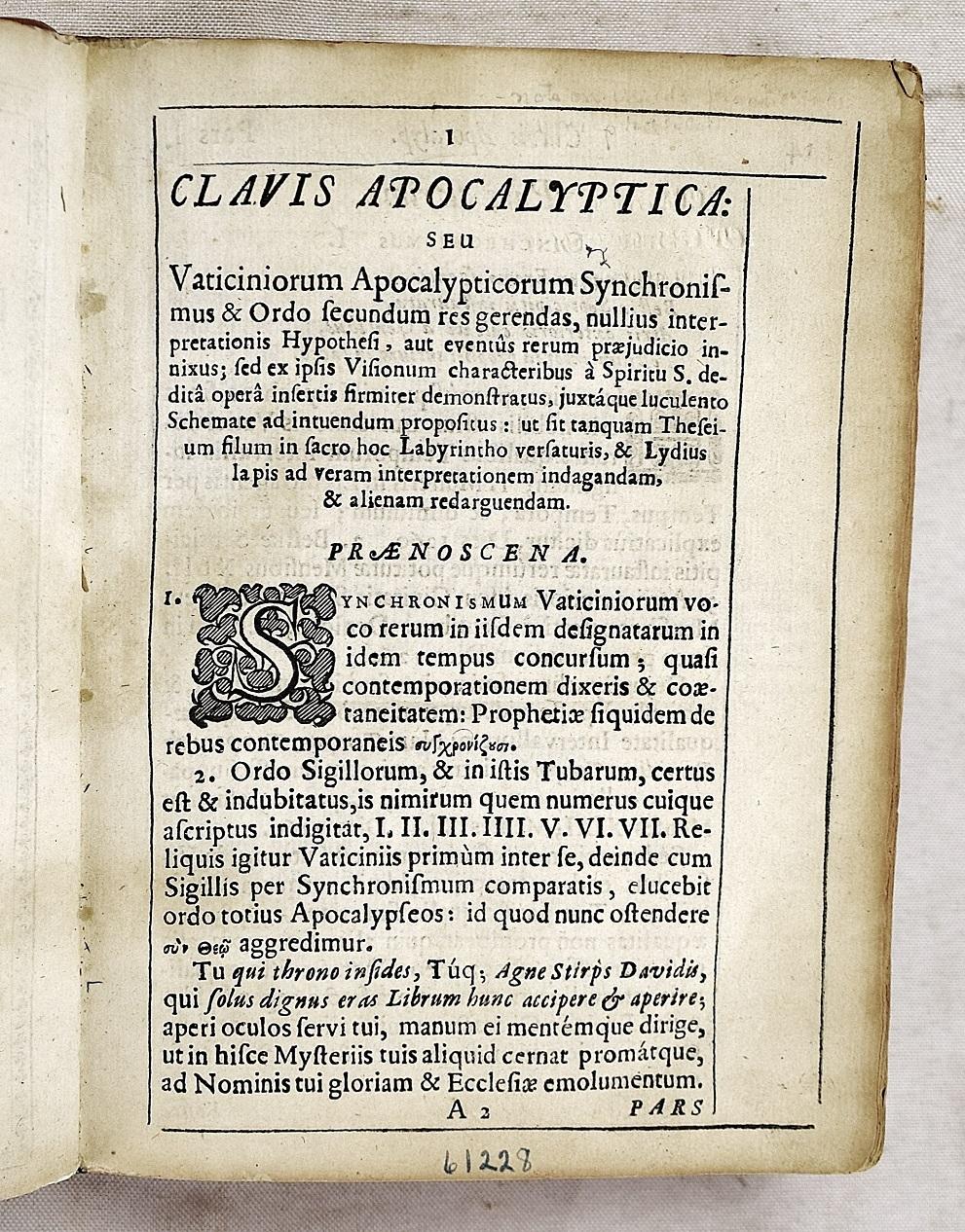 Clavis apocalyptica ex innatis & insitis visionum characteribus eruta ...