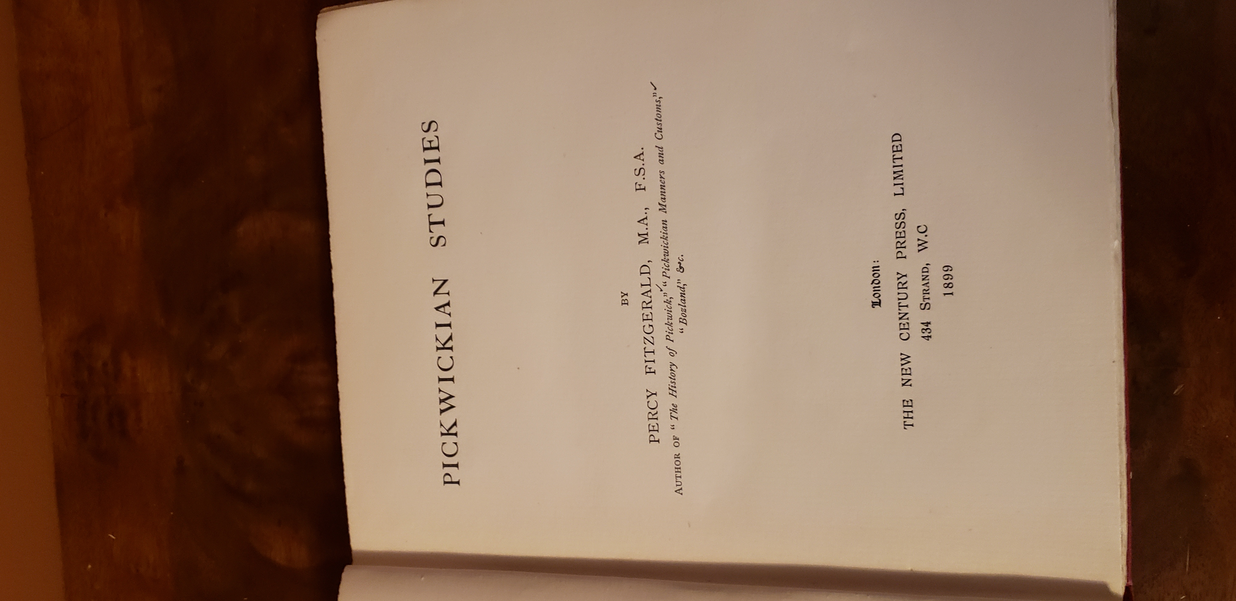 Pickwickian Studies by Percy Fitzgerald.: Very Good Hardcover (1899 ...