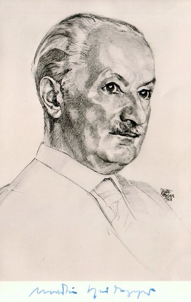 Philosoph (1889 - 1976): Eigenh. Portraitkarte mit Dankesworten (drei ...