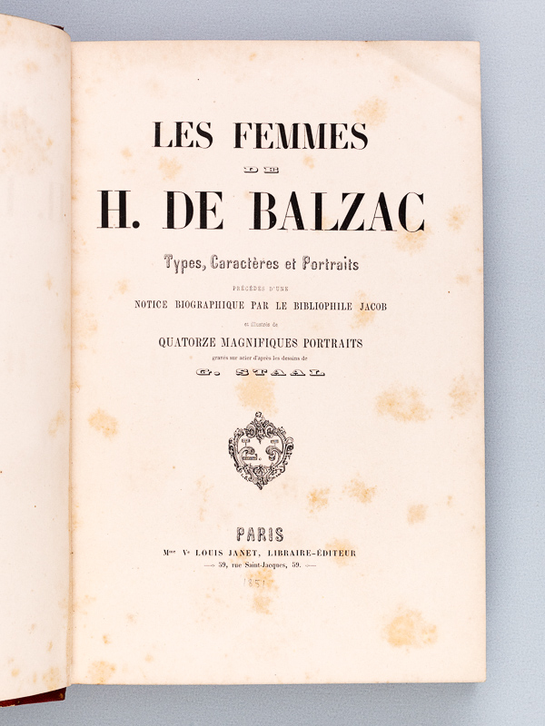 Les Femmes de H. de Balzac. Types, Caractères et Portraits. by BALZAC ...