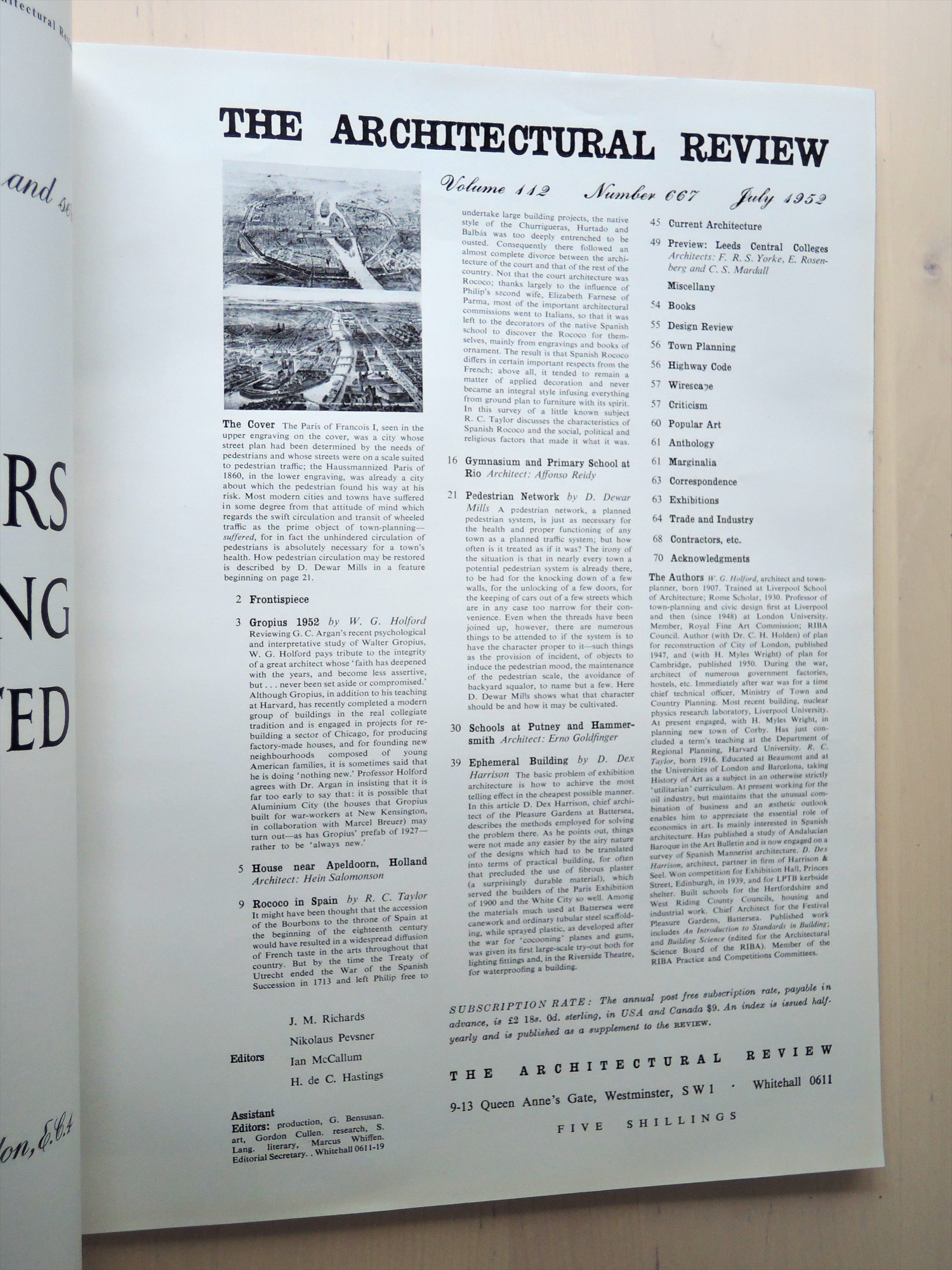 The Architectural Review Magazine, July 1952, Volume CXI No: 667 by J.M ...