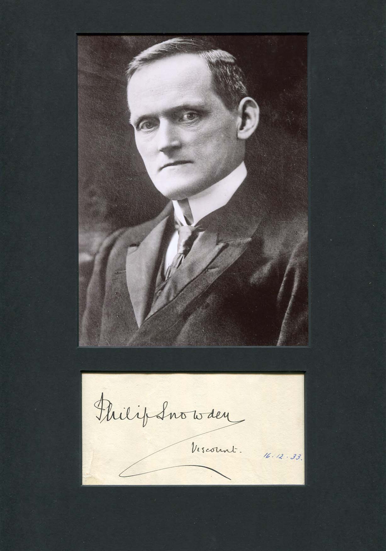 Philip Snowden Autograph | signed cards / album pages by Snowden ...