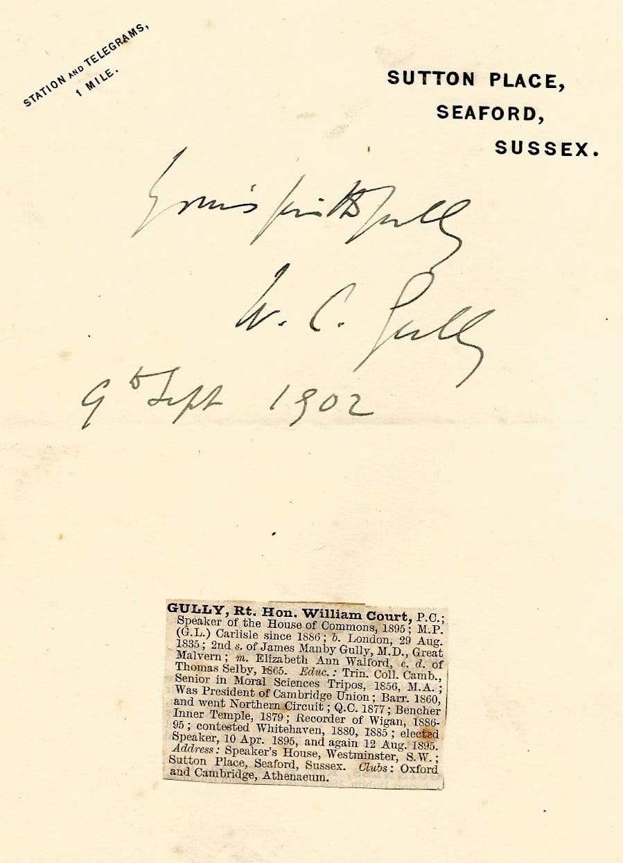 William Gully 1st Viscount Selby autograph | Autograph letter signed by ...