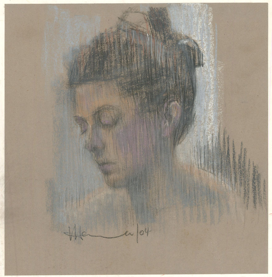 Val Hamer - 2004 Pastel, Closed Eyes II von Val Hamer: (2004) Signed by ...